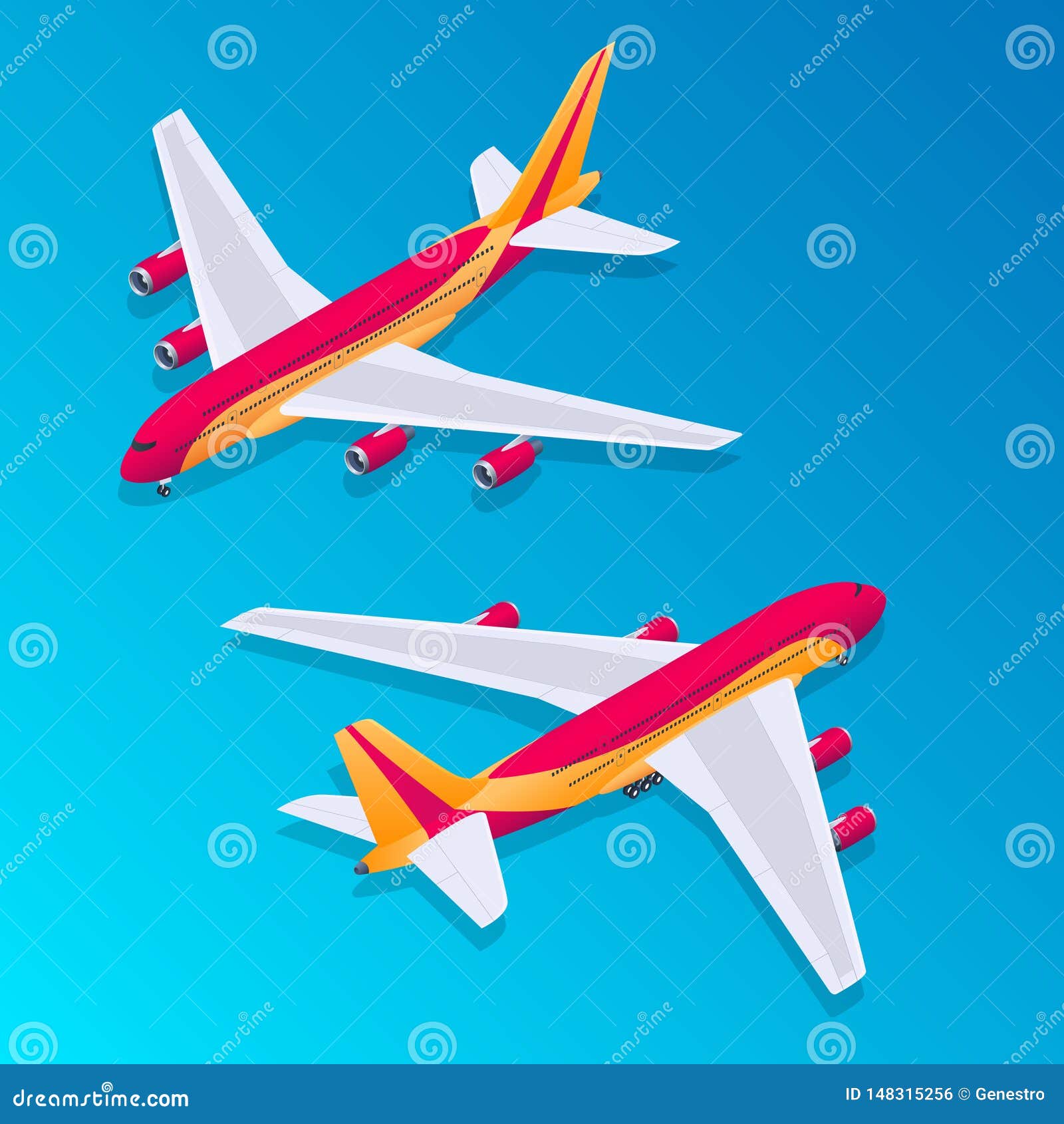 Isometric Passenger Airplane Stock Vector - Illustration of transport ...