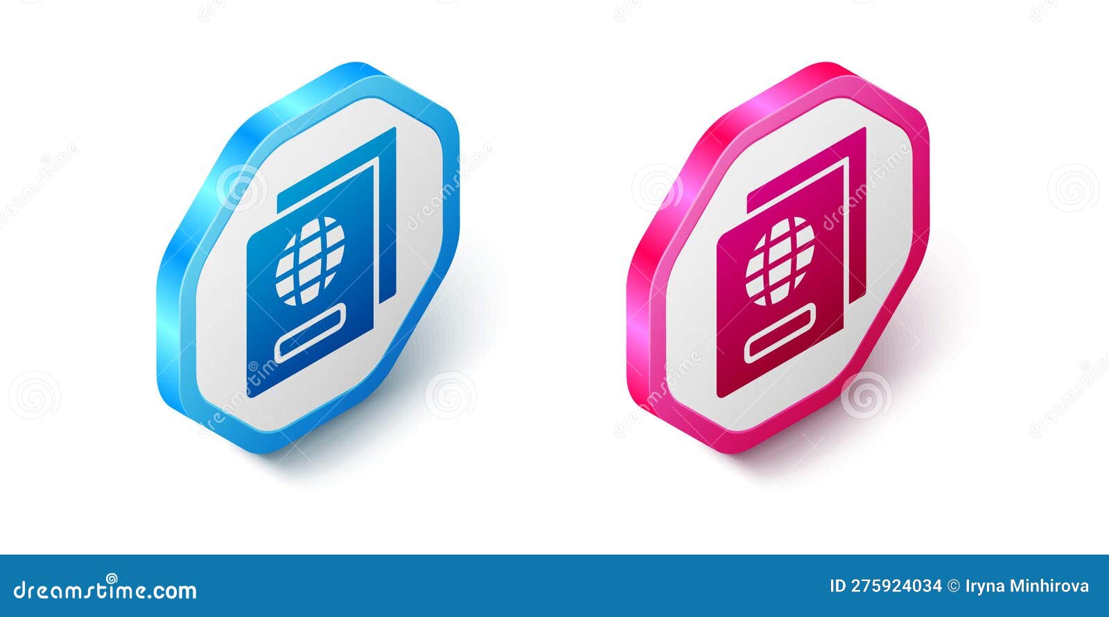 Isometric Passport with Biometric Data Icon Isolated on White ...