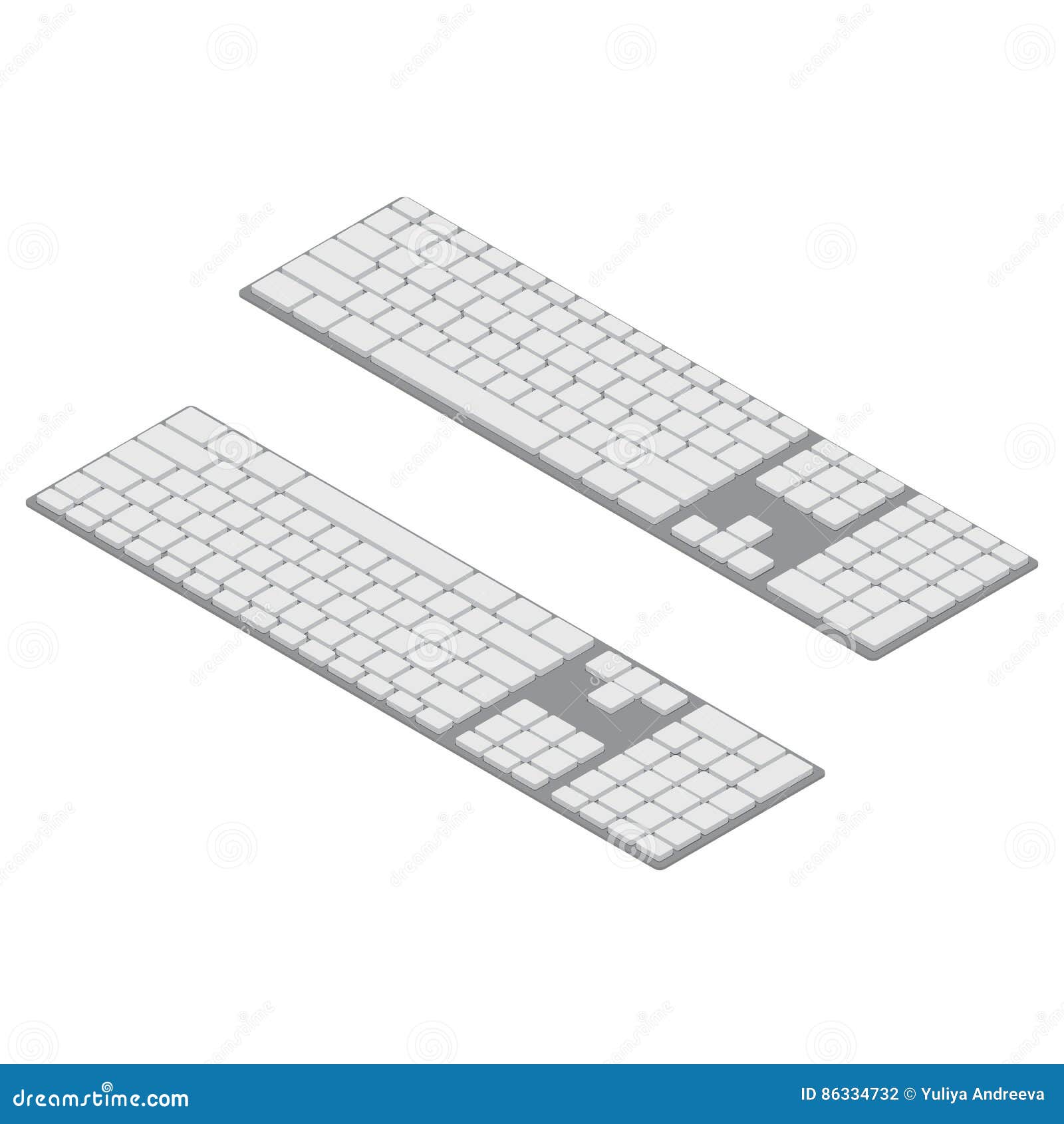Isometric PC Keyboards. Objects Isolated Stock Vector - Illustration of ...
