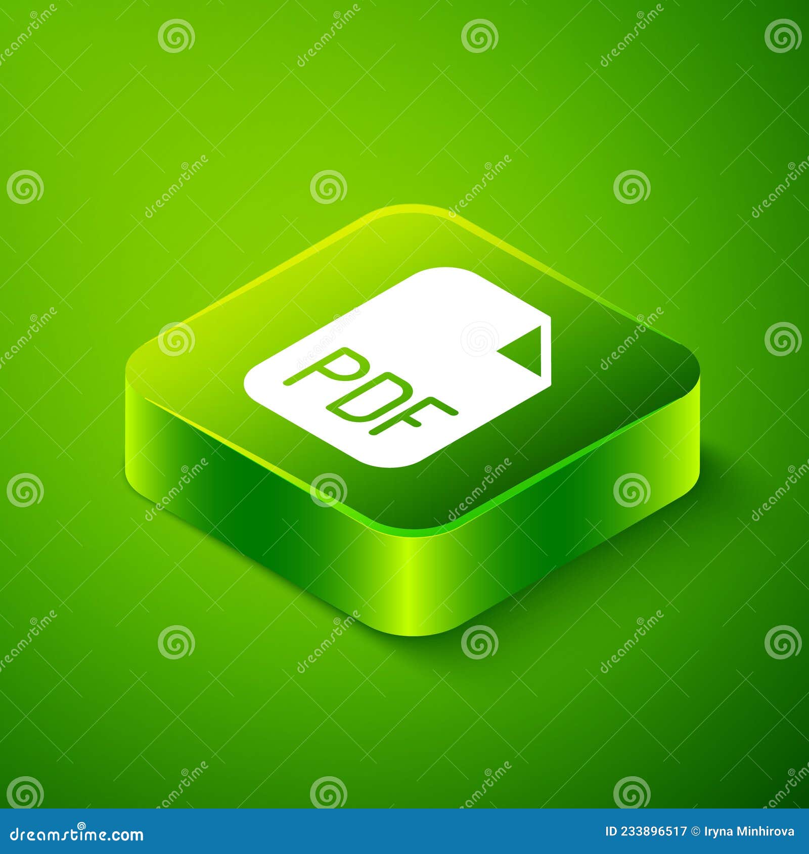 Isometric PDF File Document. Download Pdf Button Icon Isolated on Green ...