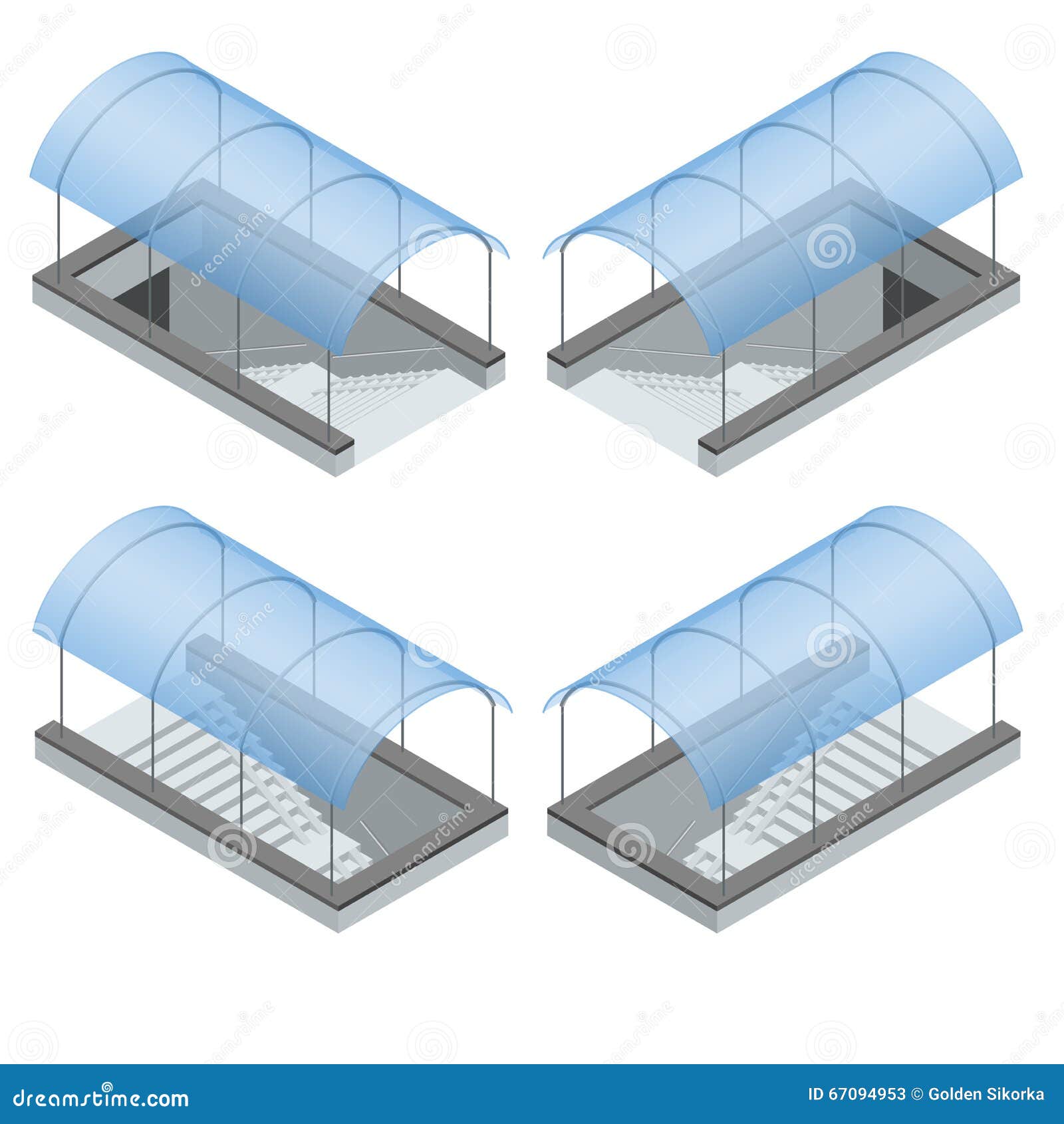 Isometric Pedestrian Subway Under the Highway. Underground Passage ...