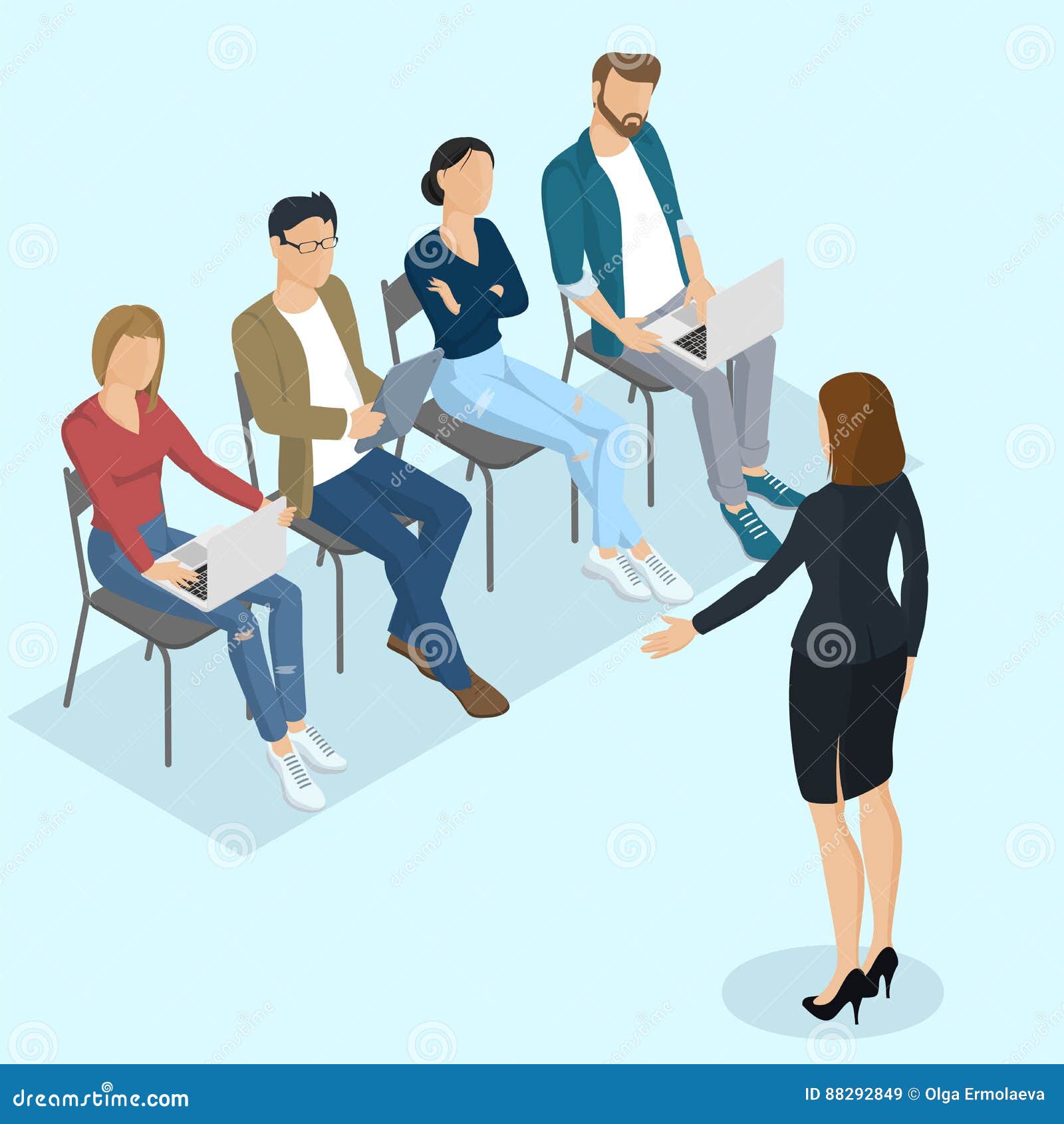 Isometric People Briefing Cartoon Vector | CartoonDealer.com #88292849