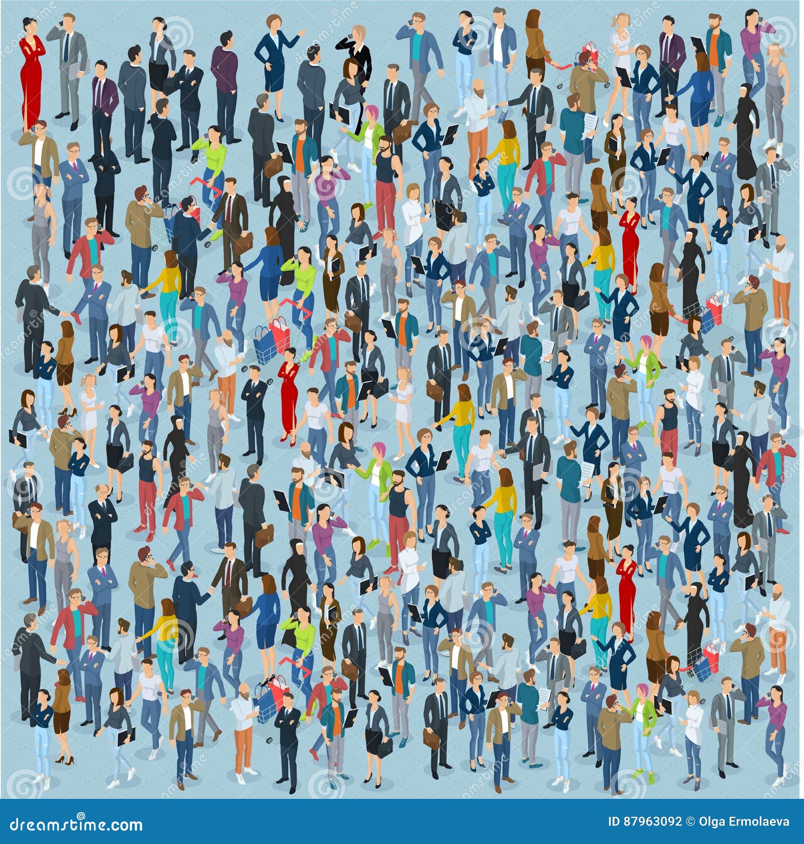 Isometric People crowd. stock vector. Illustration of large - 87963092