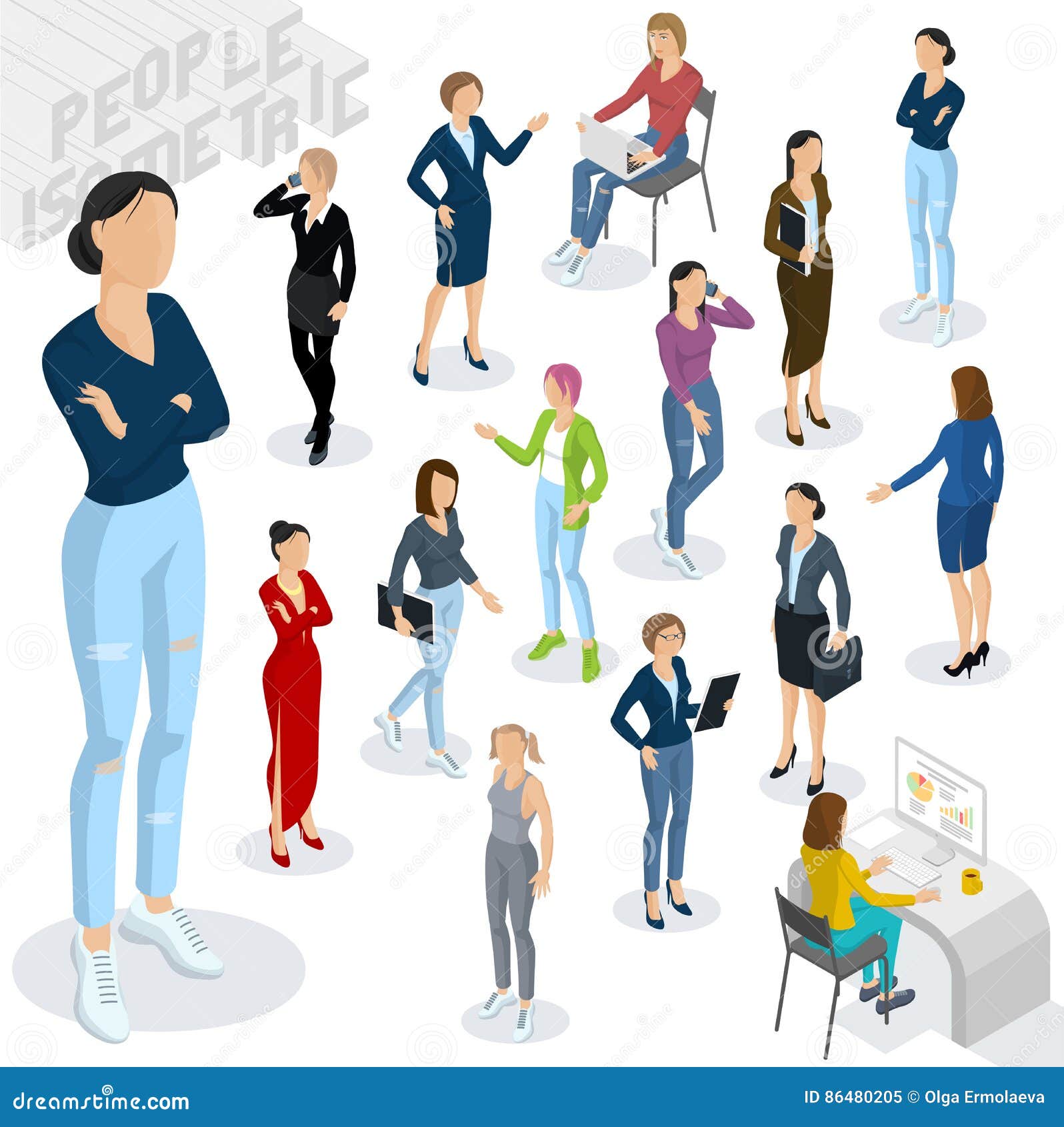 Isometric people in office stock vector. Illustration of creative ...