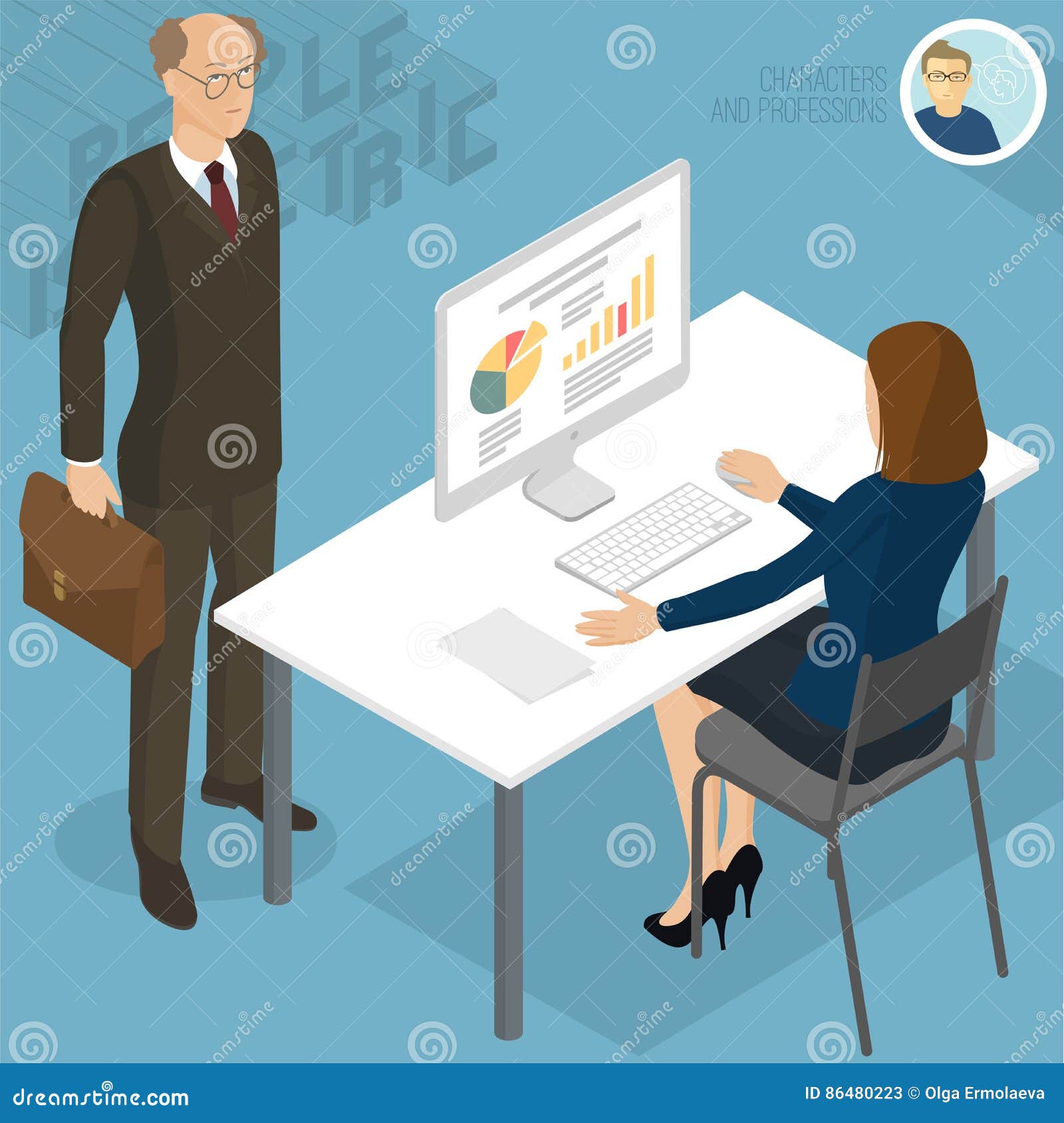 Isometric people in office stock vector. Illustration of infographic ...