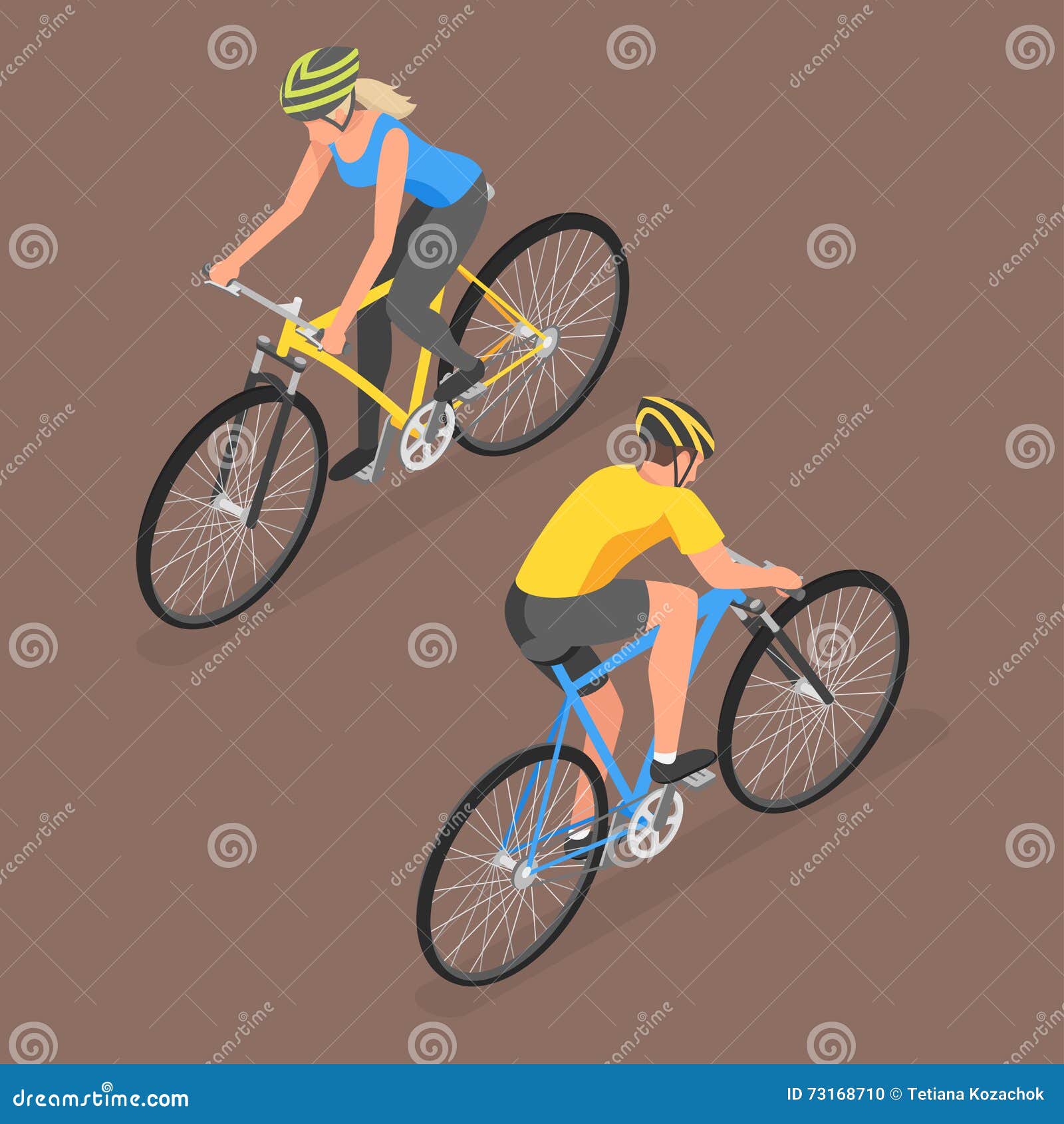 Isometric People Ride on Bicycle. Stock Vector - Illustration of ...