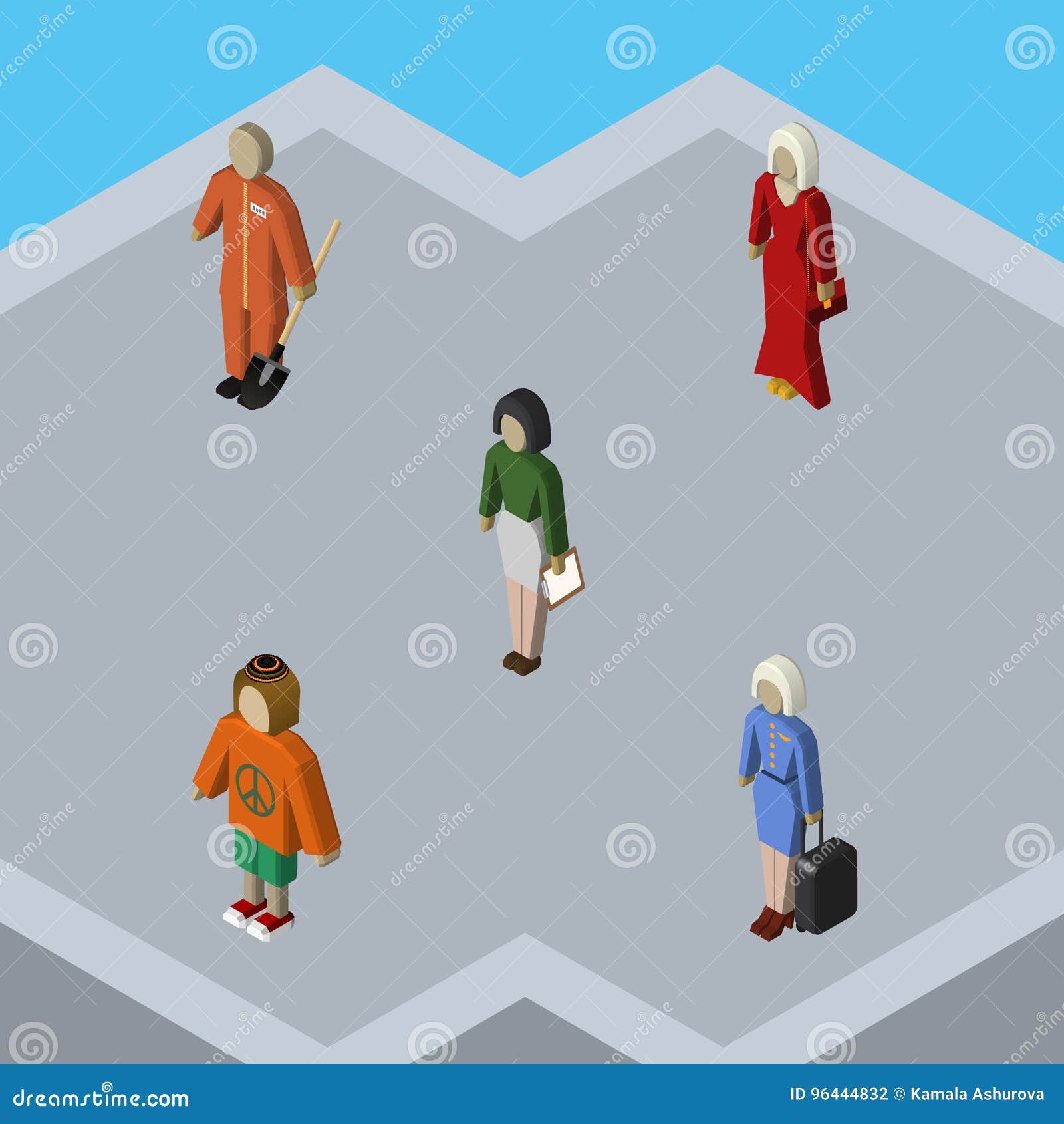 Isometric Person Set Of Male, Policewoman, Seaman And Other Vector ...