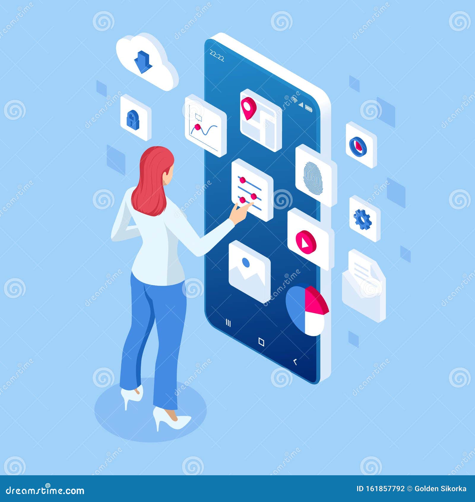 Isometric Personal Data Information App, Identity Private Concept ...