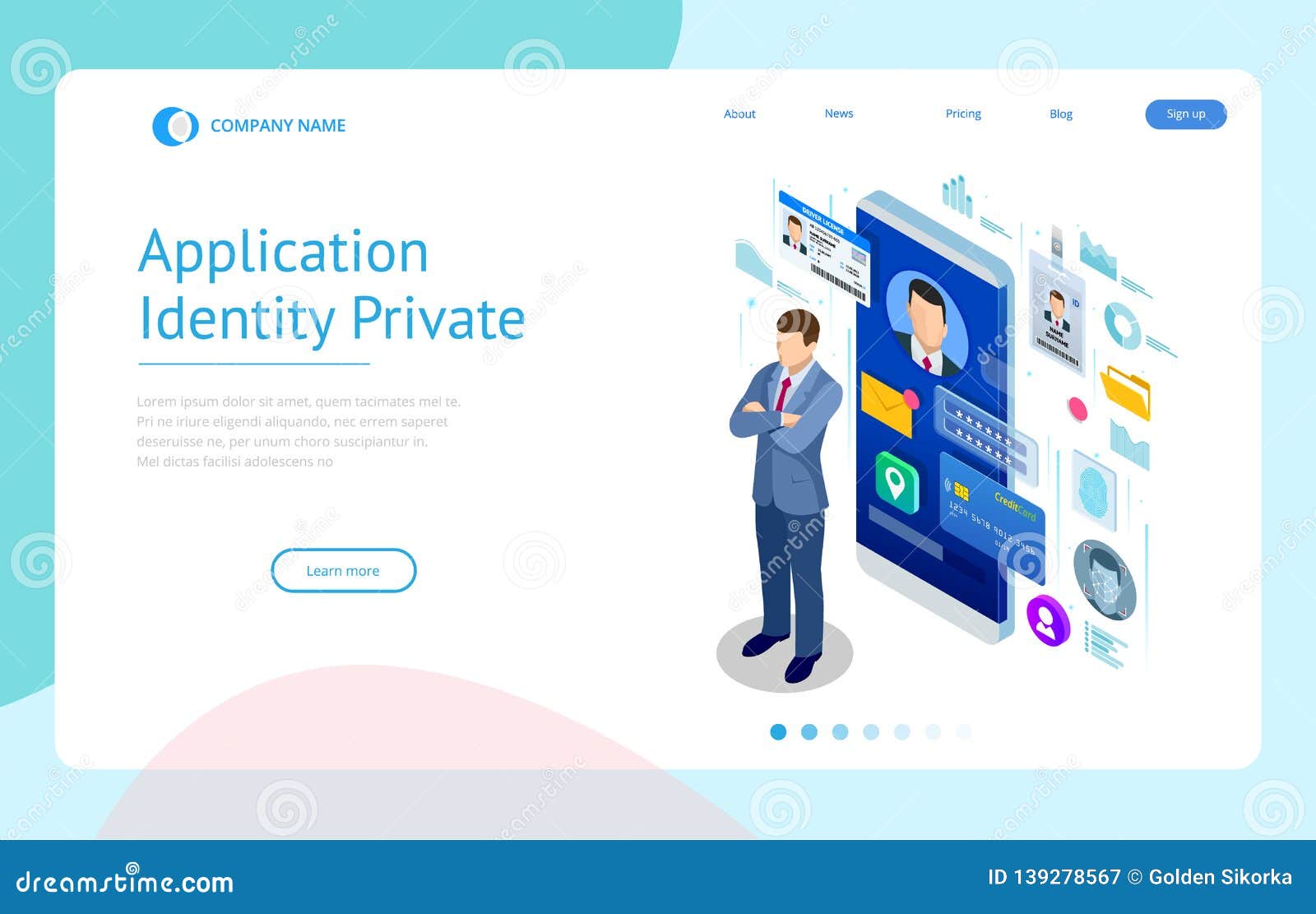 Isometric Personal Data Information App, Identity Private Concept ...