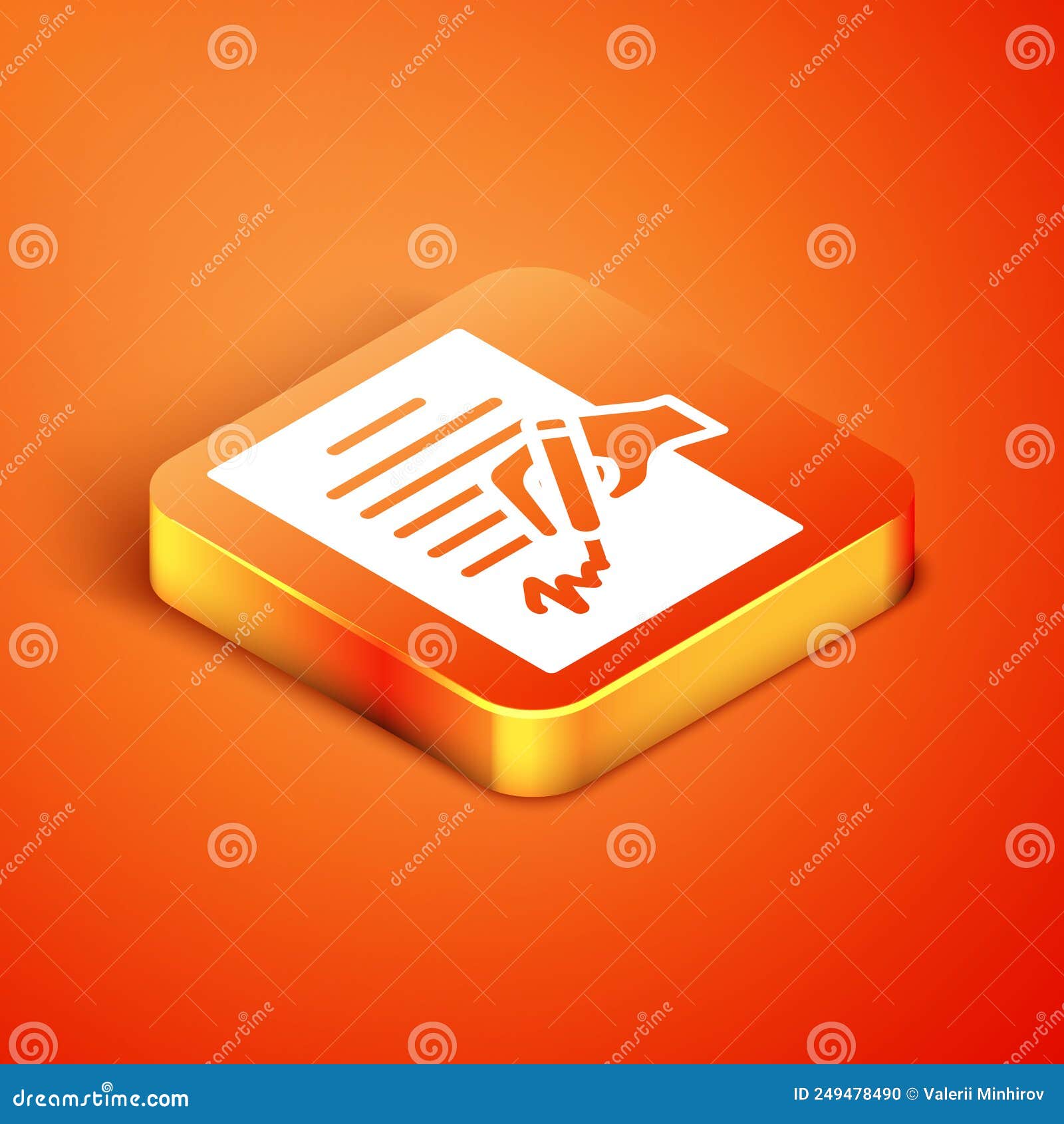 Isometric Petition Icon Isolated on Orange Background. Vector Stock ...