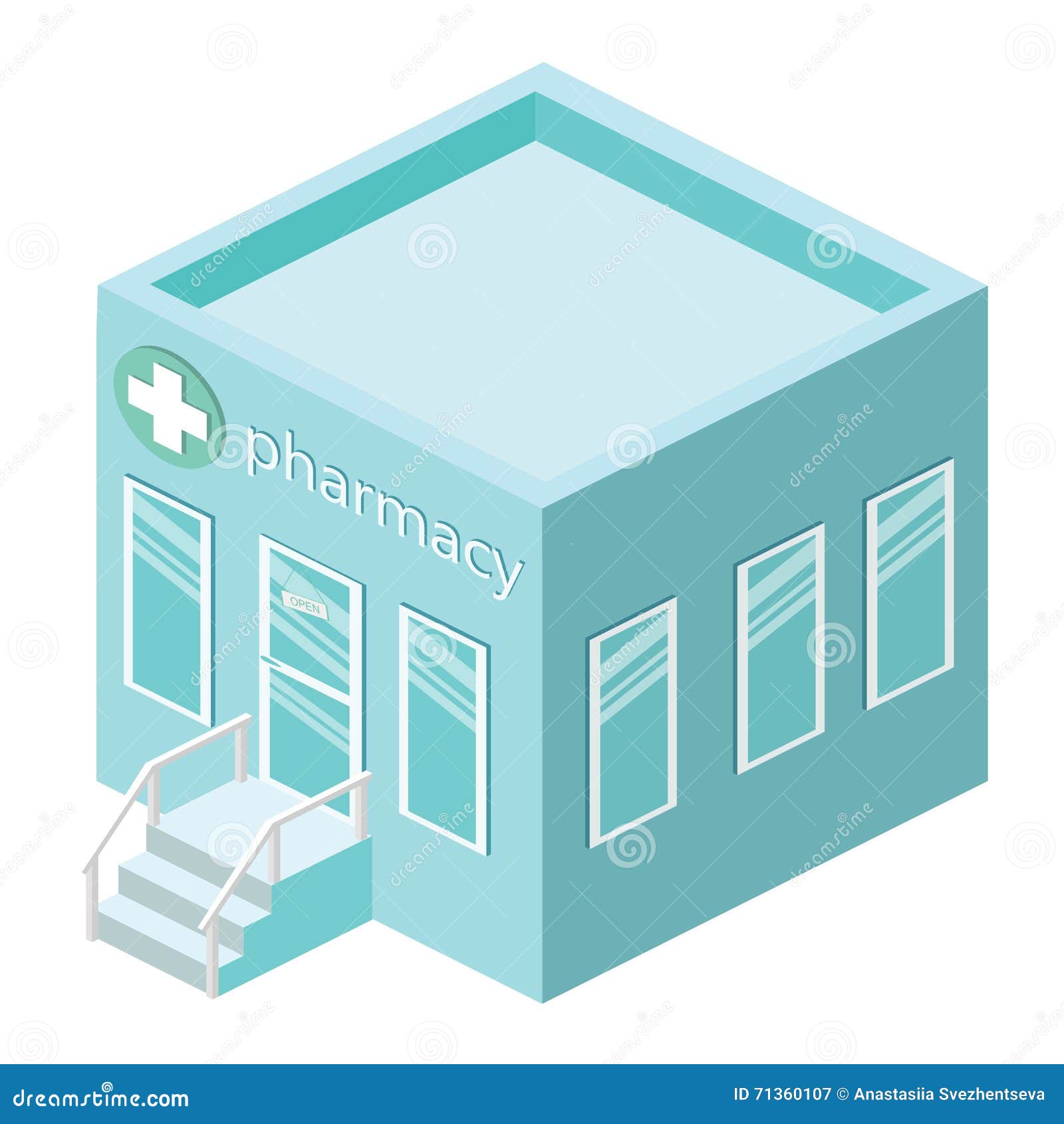 Pharmacy Building. Symbol White Cross On Sign. Medicine And ...