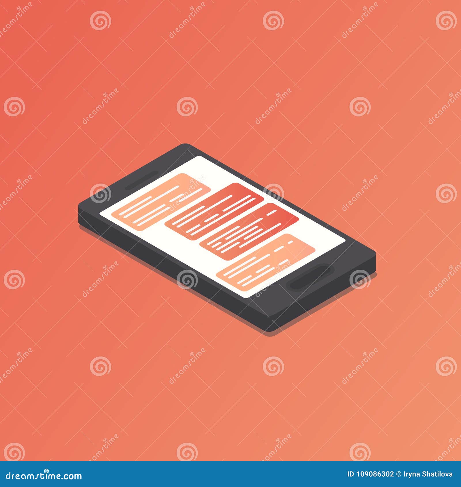 Isometric Phone with Chat on Screen. Stock Vector - Illustration of ...