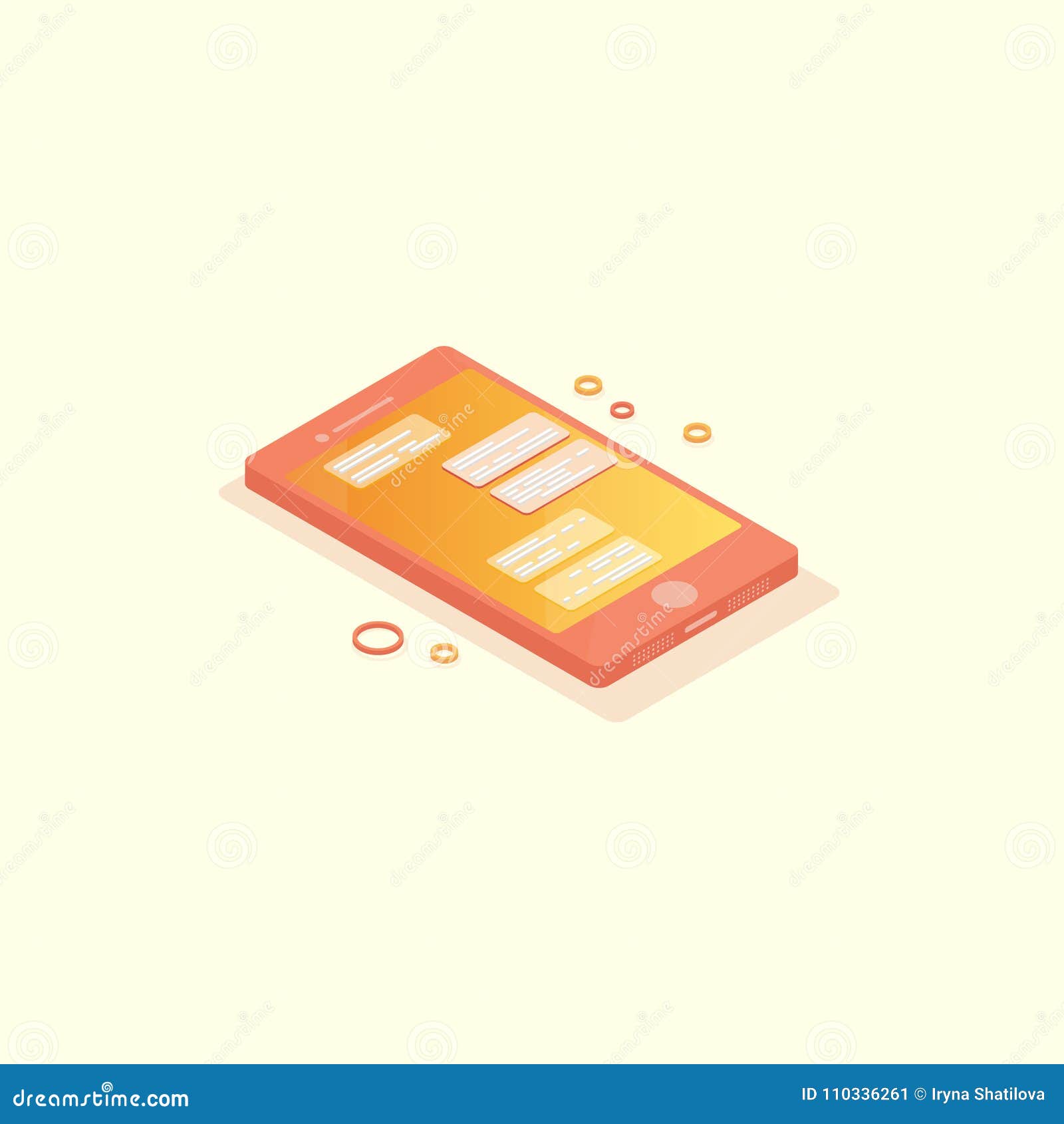 Isometric Phone with Chat on Screen. Stock Vector - Illustration of ...