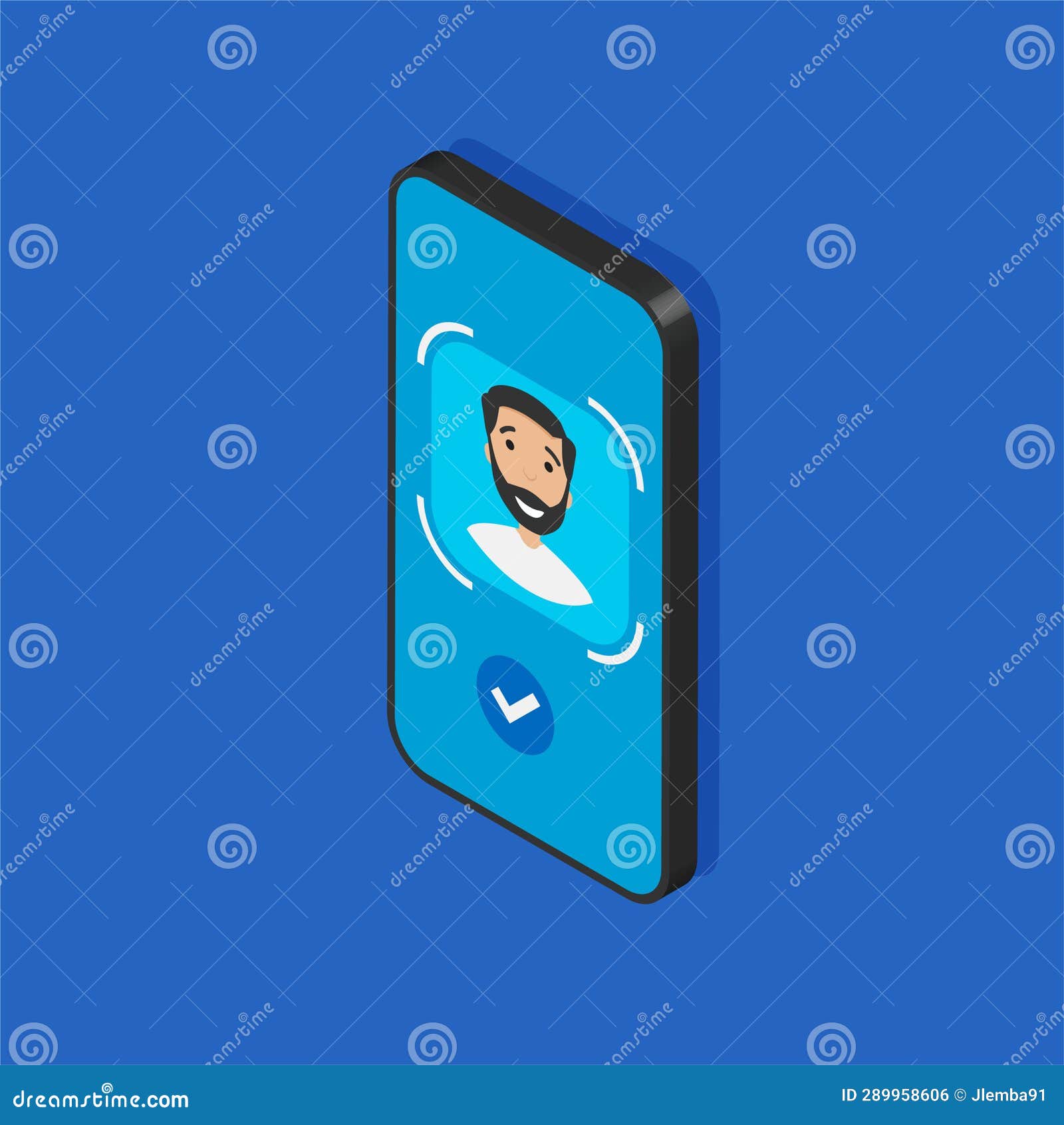 Isometric Phone with Face Id Technology on Display. Stock Vector ...