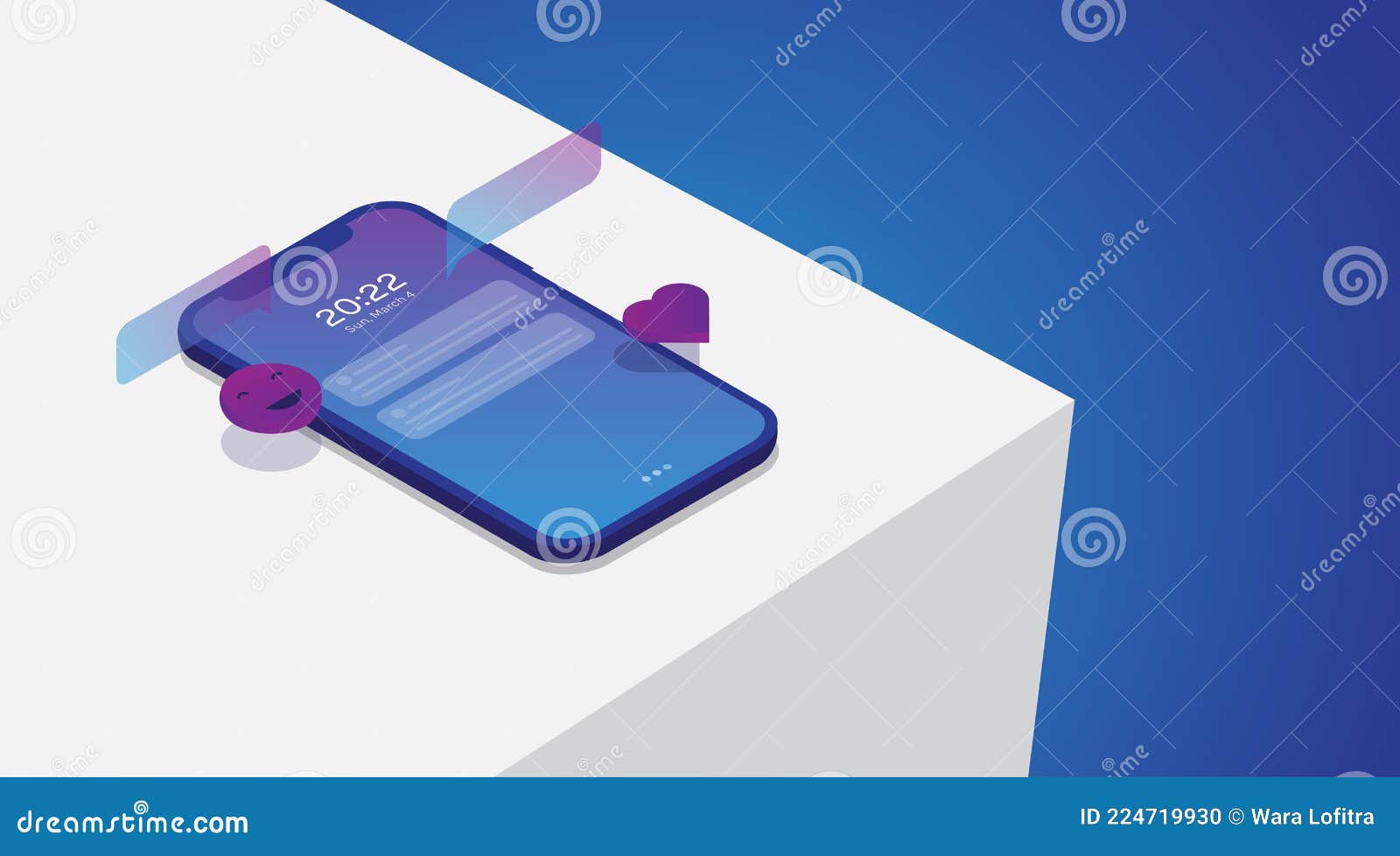Isometric Phone Notifications on the Table White Stock Illustration ...