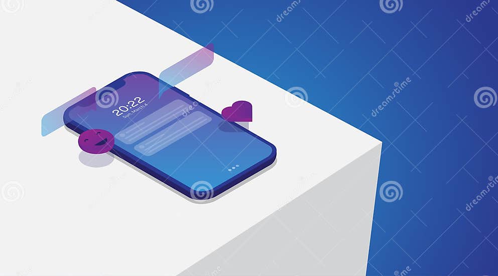 Isometric Phone Notifications on the Table White Stock Illustration ...
