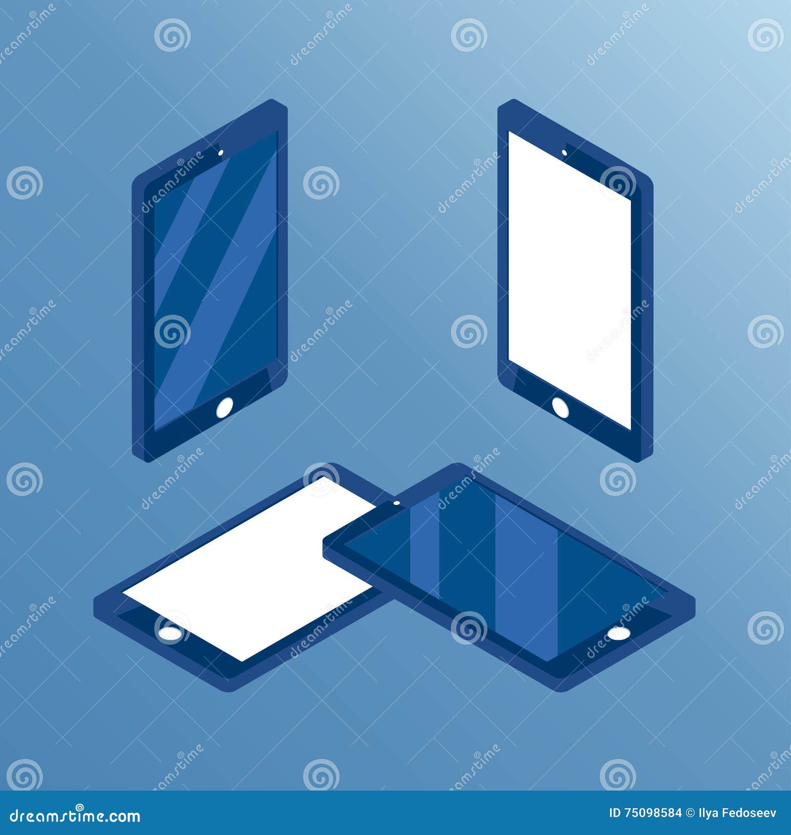 Isometric phone set stock vector. Illustration of creativity - 75098584