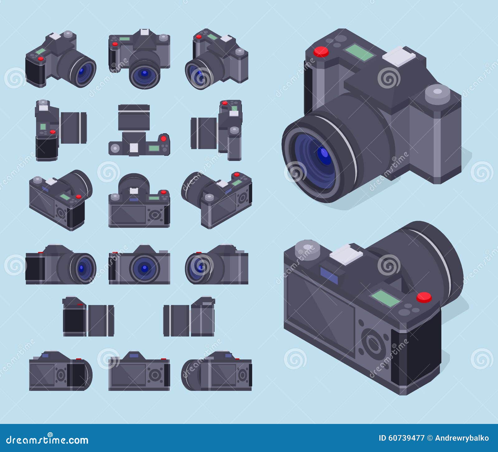 Isometric photo cameras stock vector. Illustration of flat - 60739477