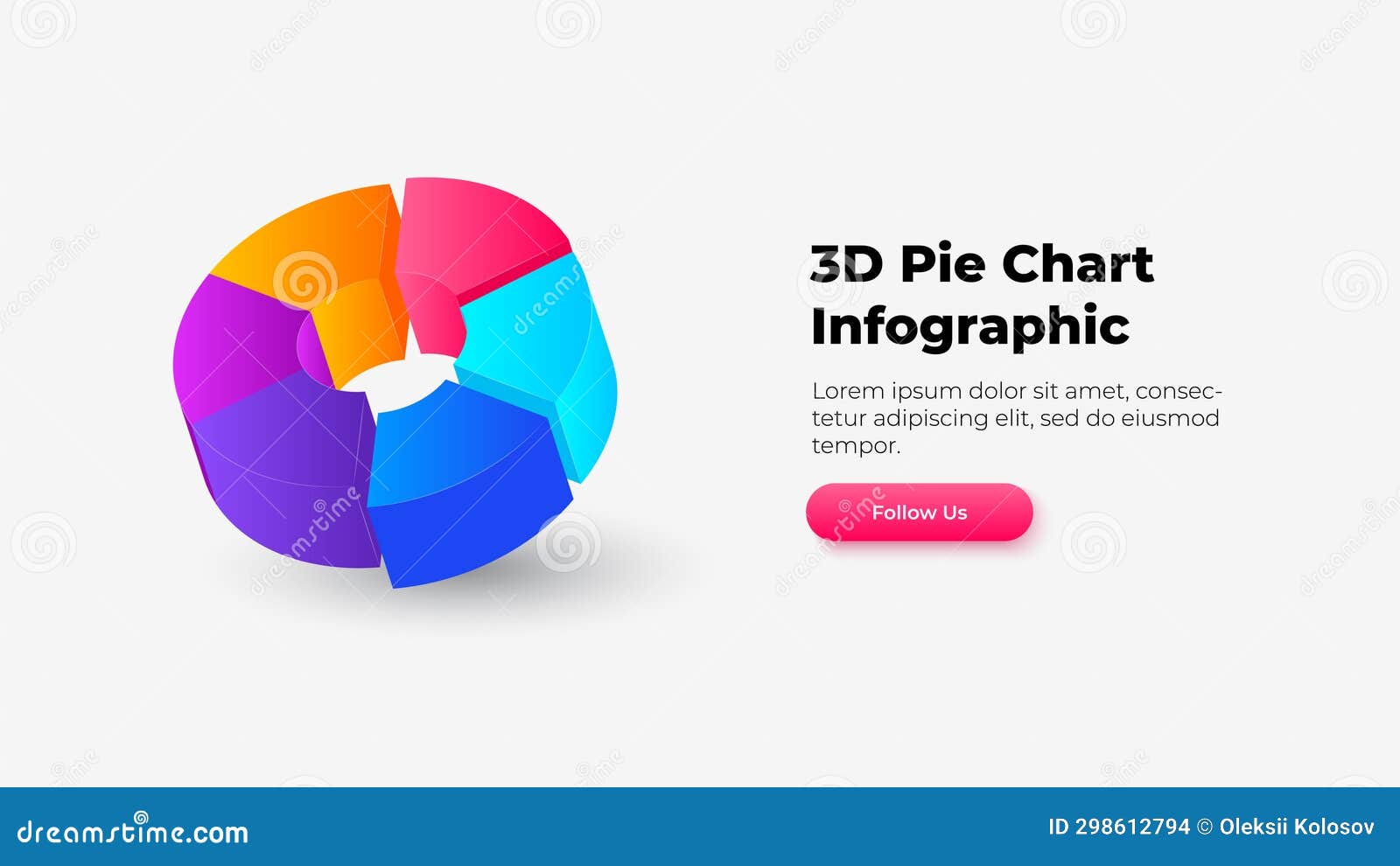 Isometric Pie Chart Infographic. 3D Diagram Divided into 6 Options ...