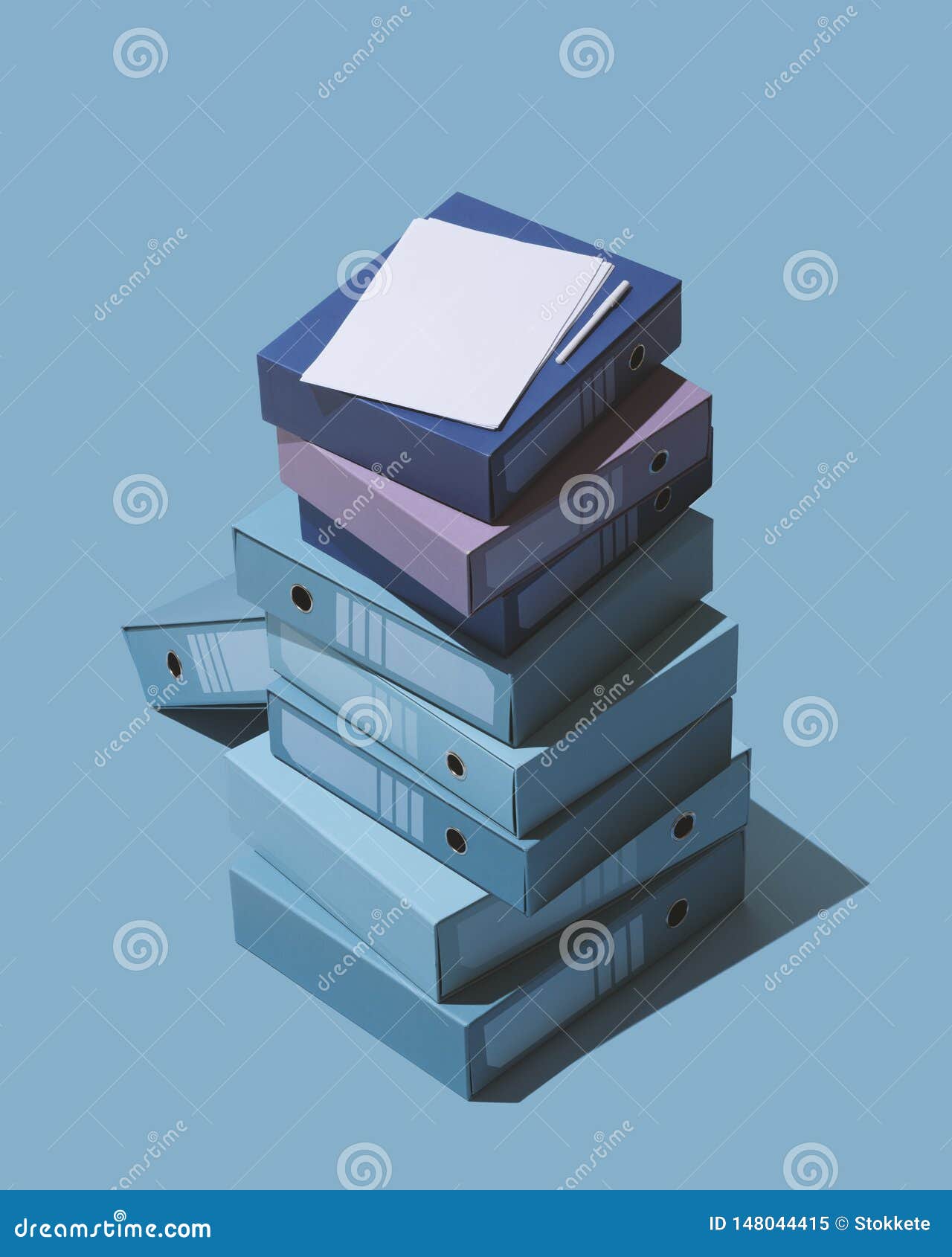 Isometric Pile of Ring Binders and Files Stock Illustration ...