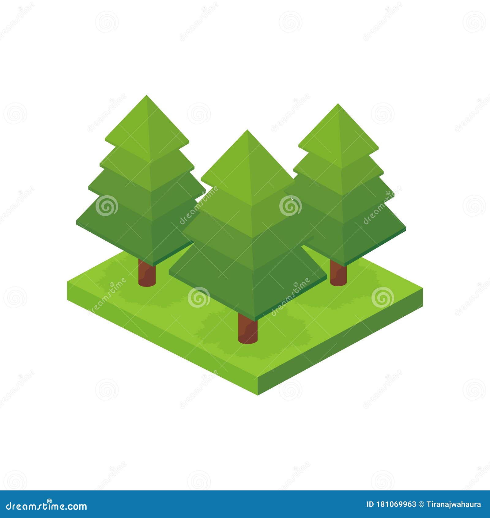 Isometric Pine Tree Vector Illustration. City Park Element Stock Vector ...