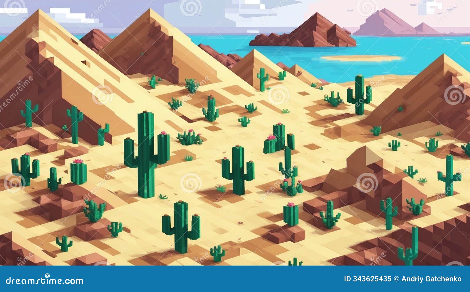 Pixel Art Desert Cartoon Vector | CartoonDealer.com #85400743