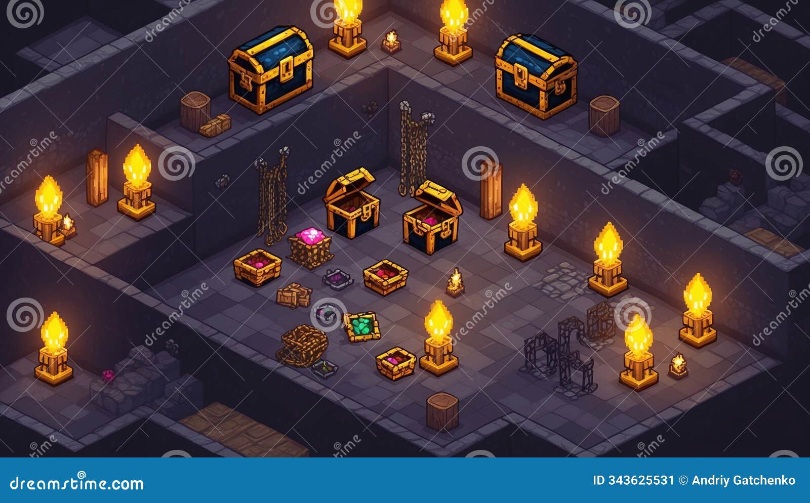 Pixel Art Dungeon Background For 8 Bit Games Stock Photography ...