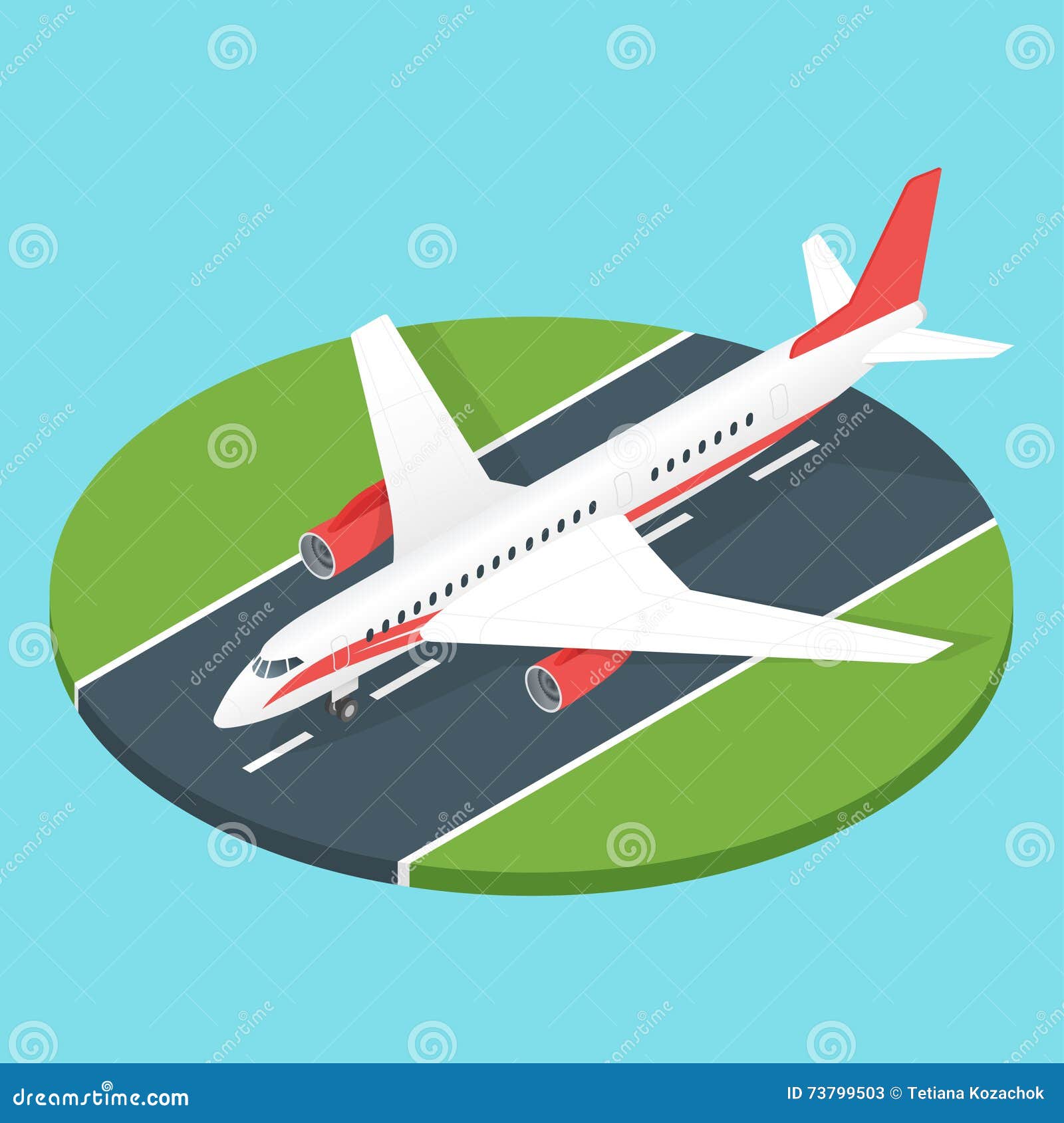 Isometric Plane on the Airport Runway. Stock Vector - Illustration of ...
