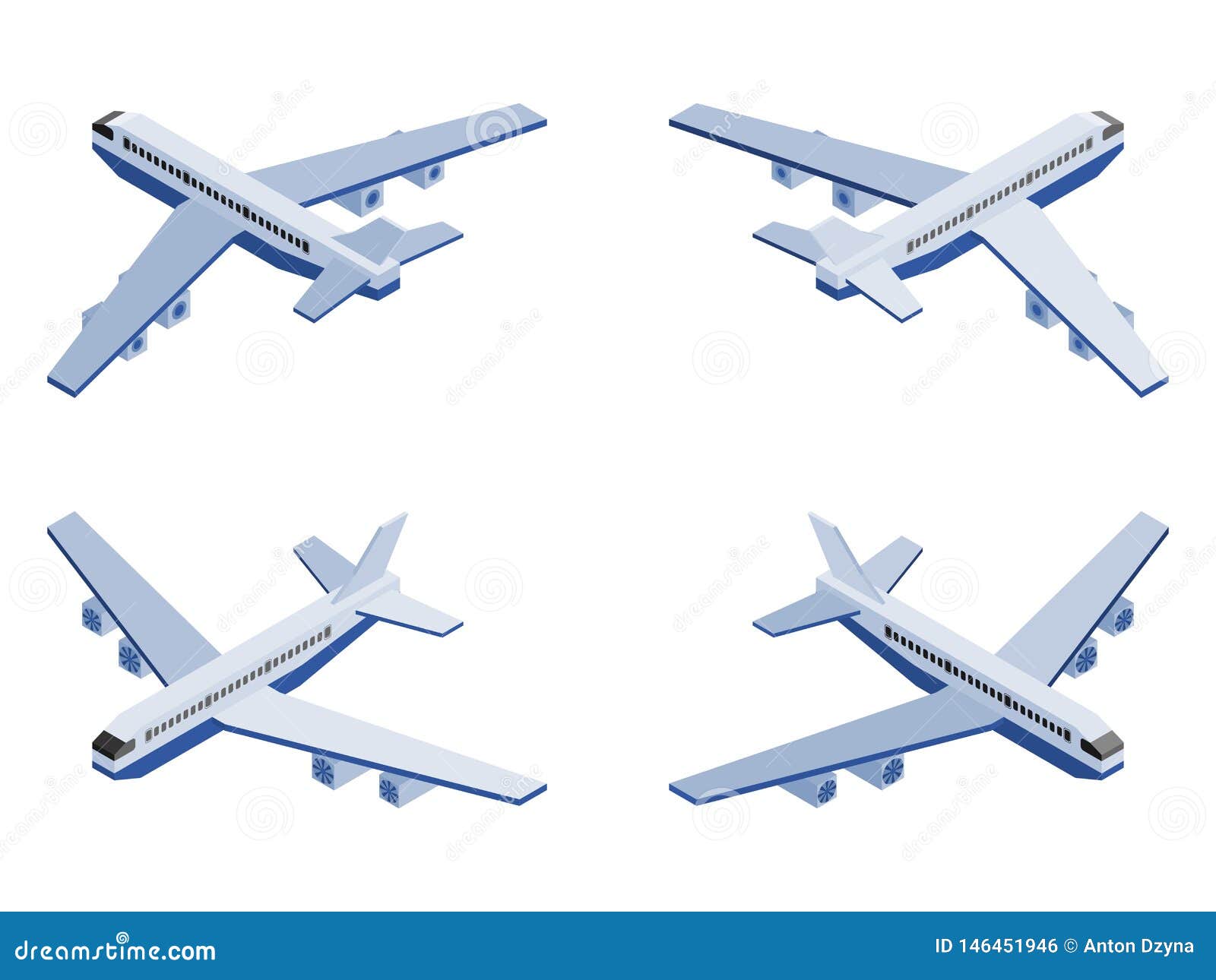 Isometric Plane in Different Angles on White Stock Illustration ...