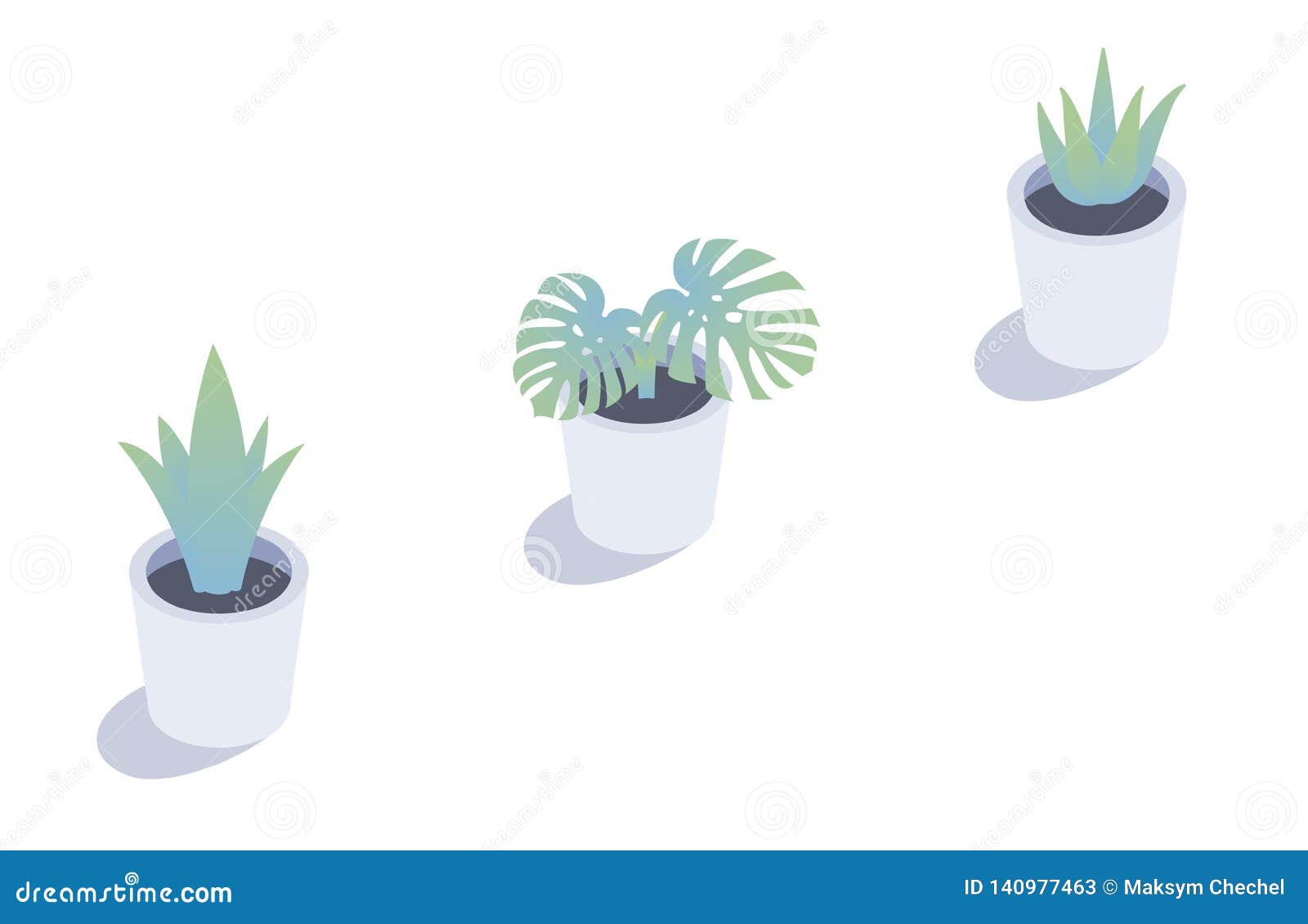 Isometric Plant in Flower Pots. Isolated Plants Decorations. Stock ...