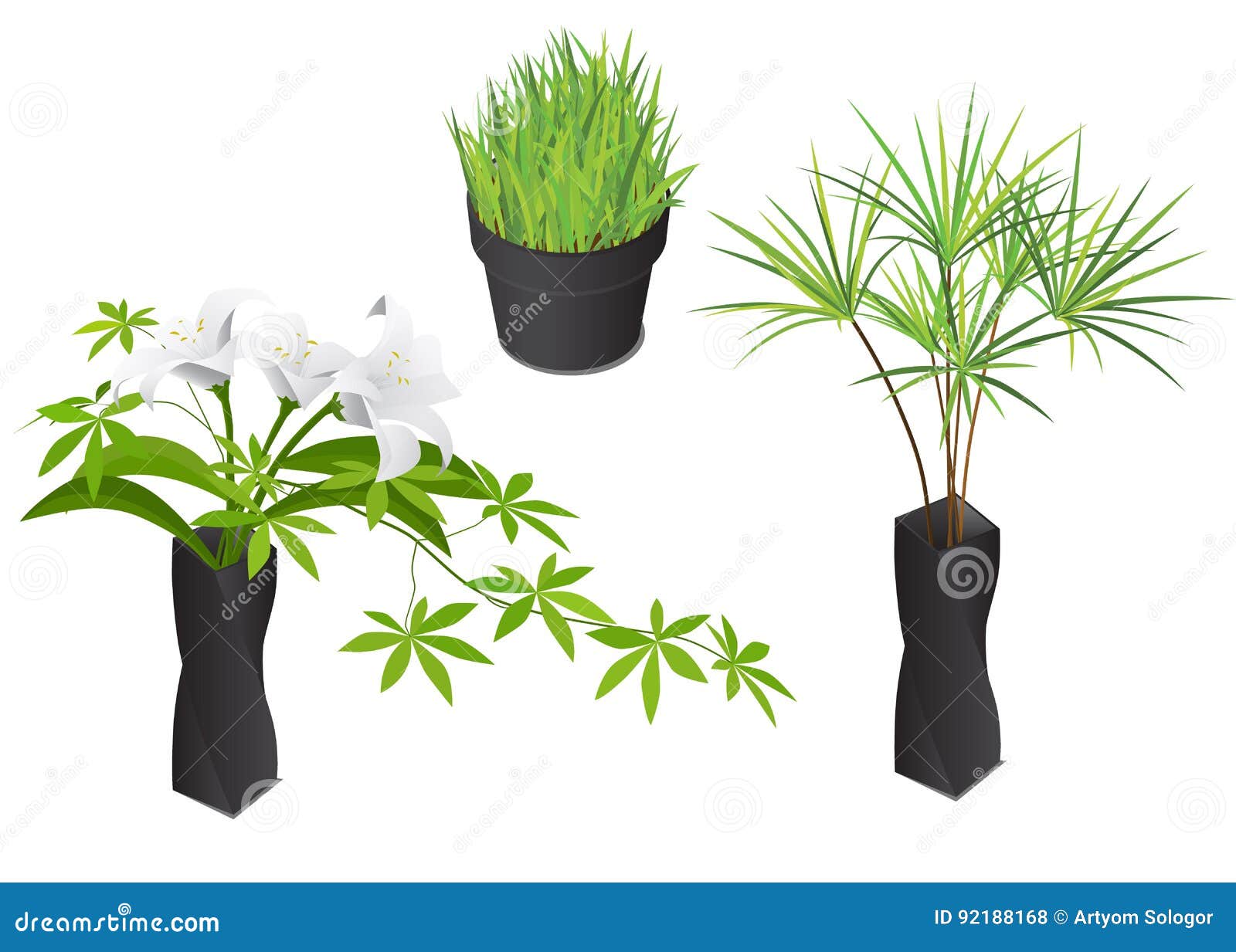 Isometric Plants in Modern Vase and Pot Stock Vector - Illustration of ...
