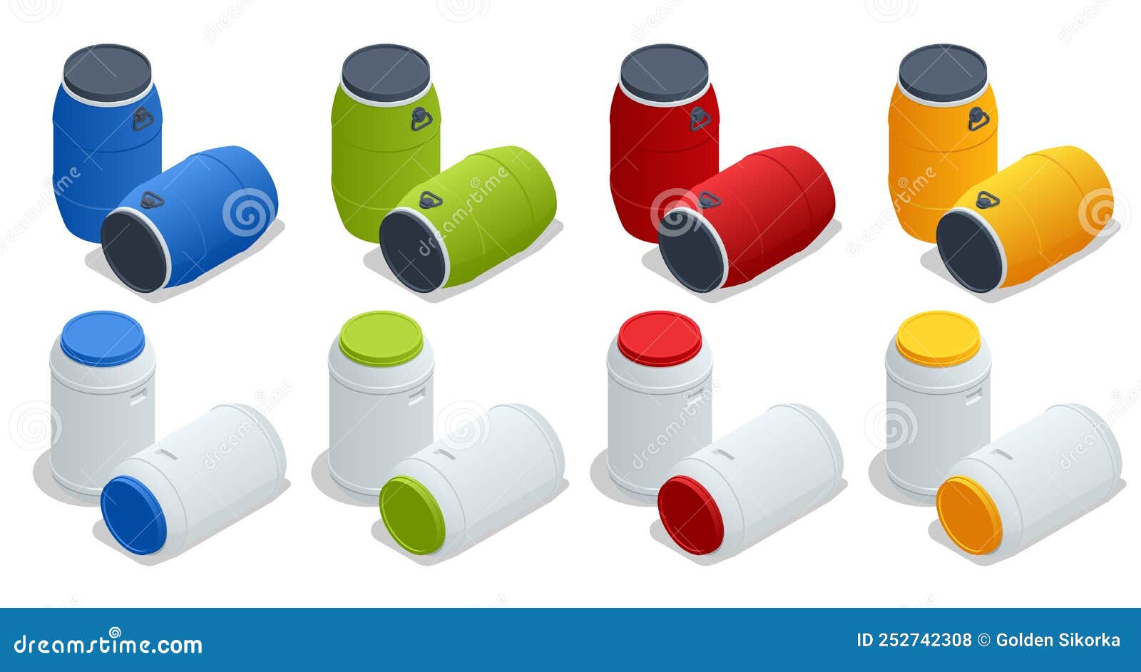 Isometric Plastic Barrel, Container Isolated On White Background ...