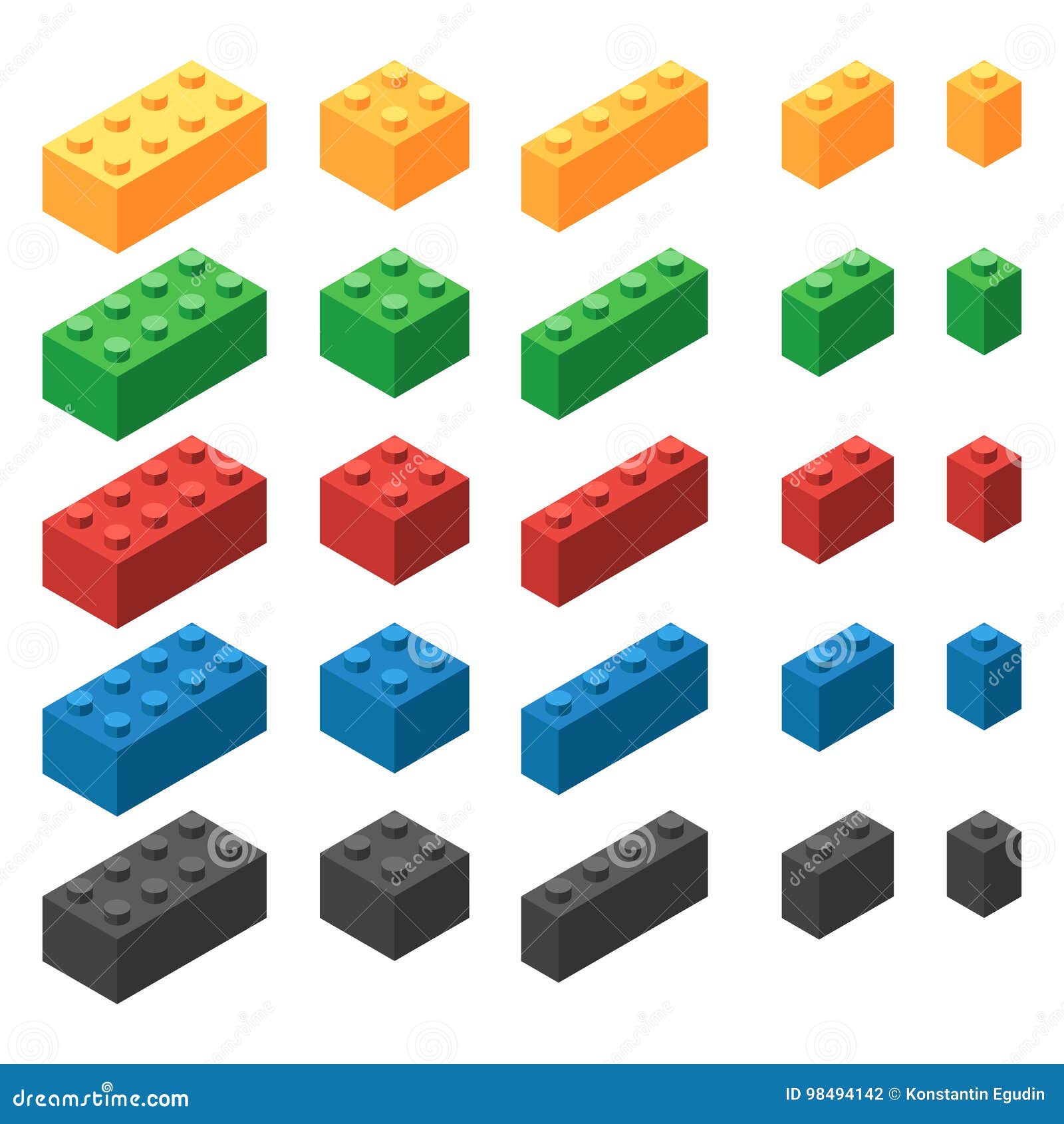 Isometric Plastic Building Blocks Stock Vector - Illustration of ...