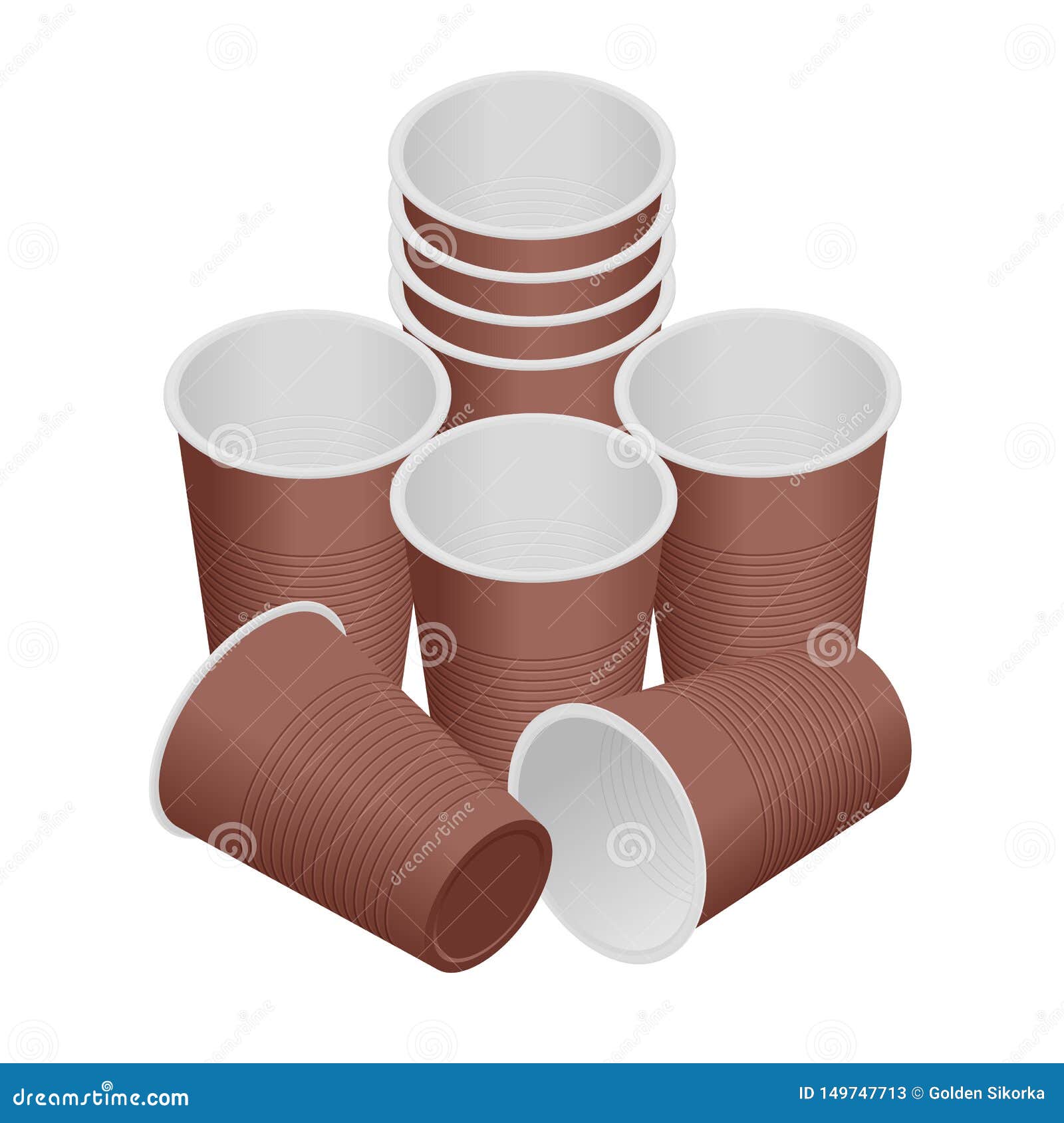Isometric Plastic Cup. Empty White Plastic Disposable Cups Stock Vector ...