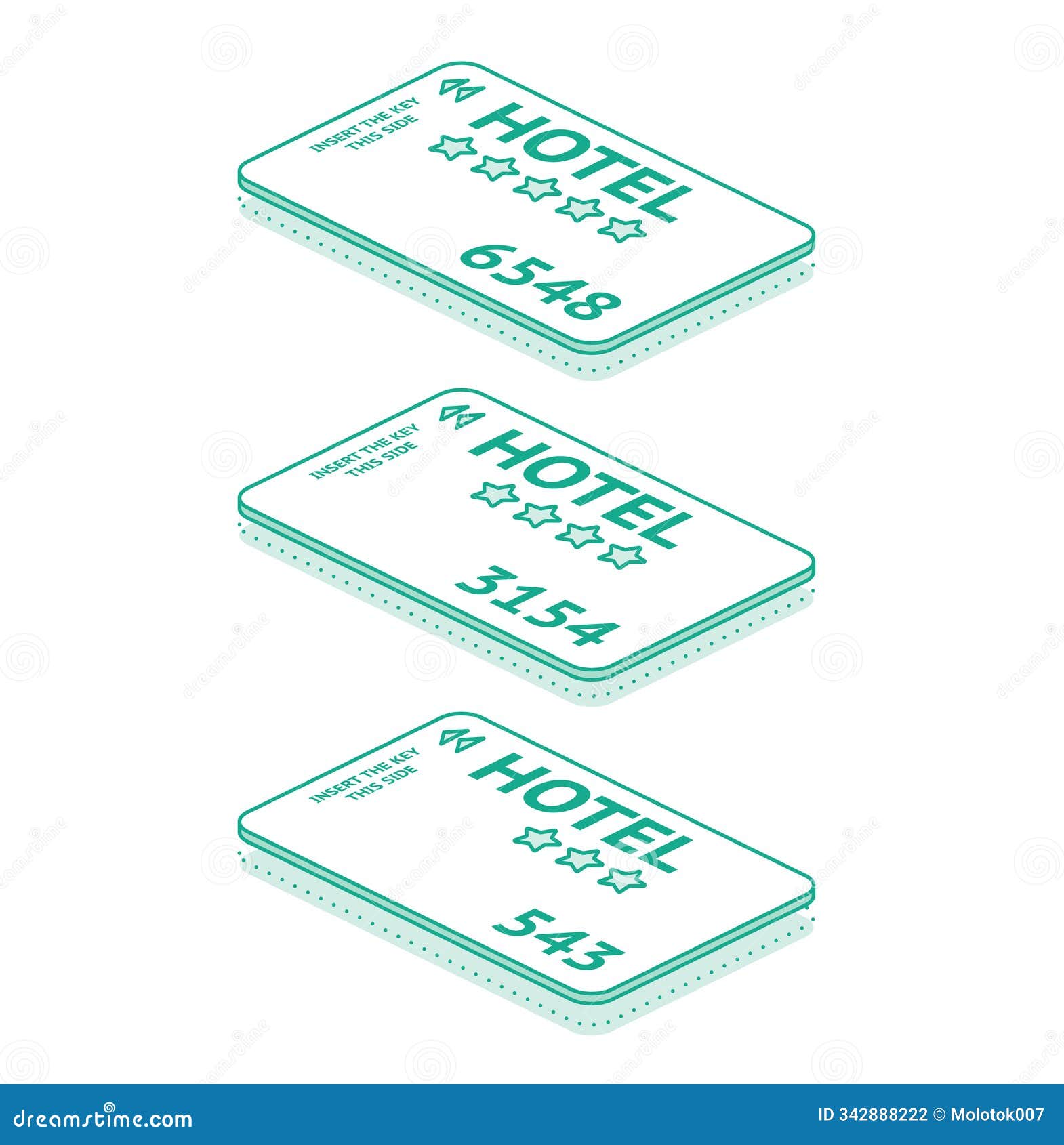 Isometric Plastic Hotel Key Card. Electronic System for Lock and Unlock ...