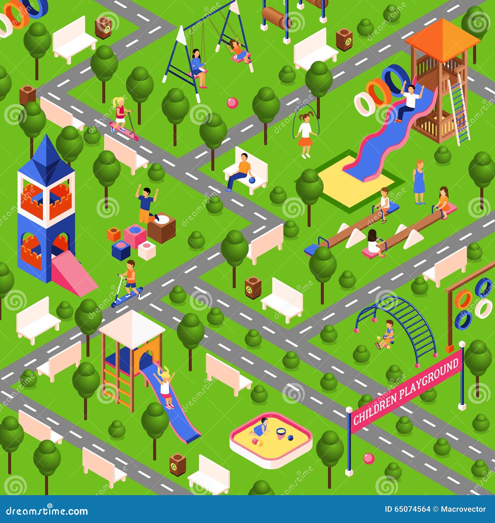 Isometric Playground Illustration Stock Vector - Illustration of ...