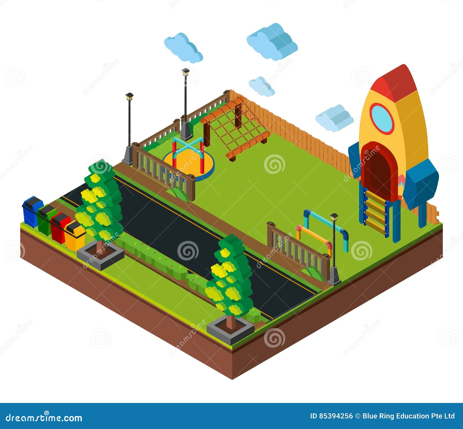 Isometric playground scene stock vector. Illustration of clipping ...