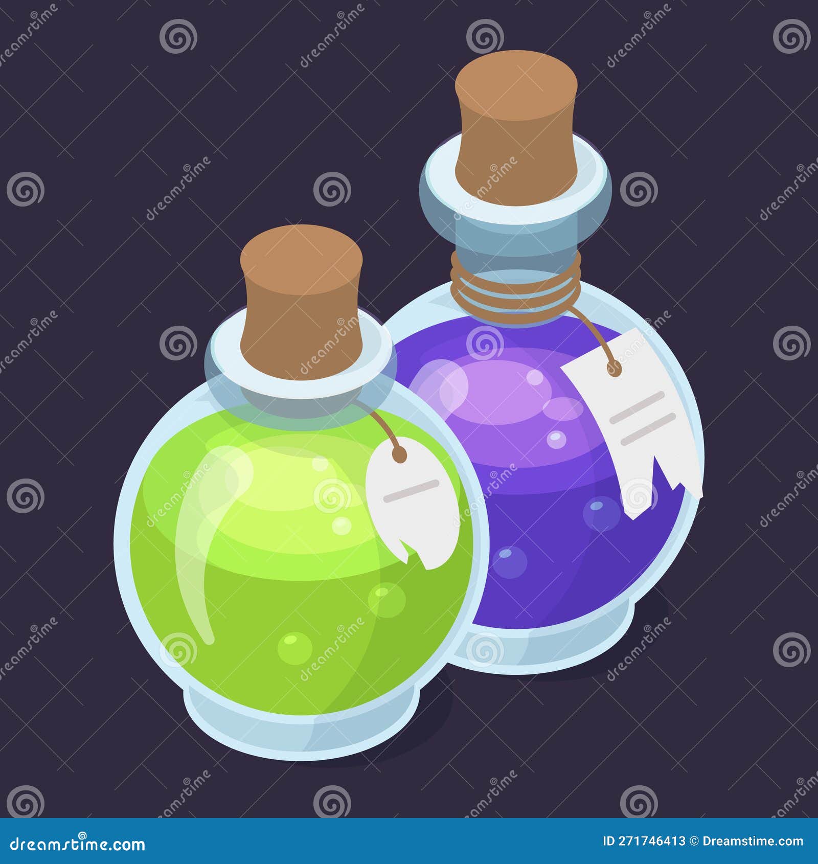 Isometric Poison Bottles. Alchemy Magic Toxic Liquid, Witch Potion 3d ...