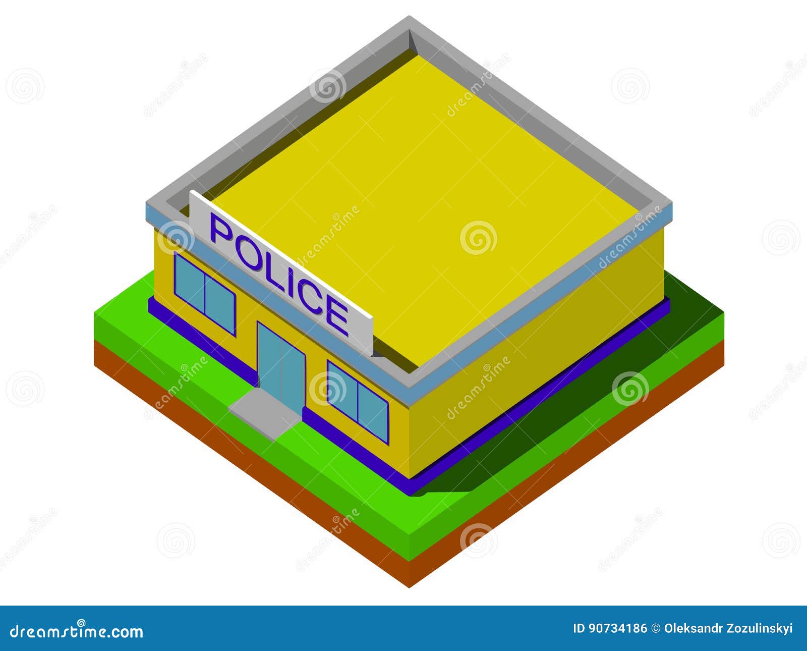 Isometric Police Department Building Vector Stock Vector - Illustration ...