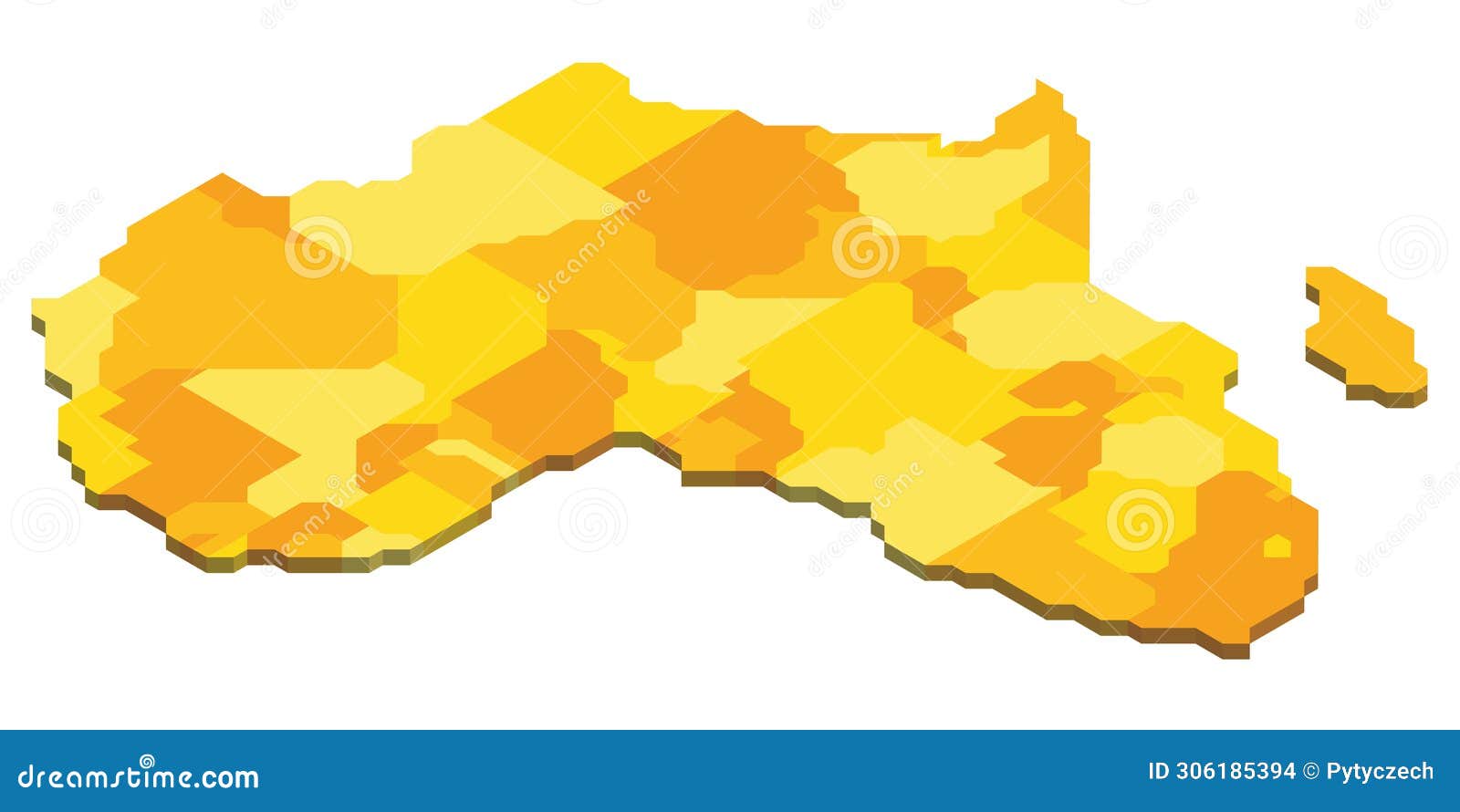 Isometric Political Map Of Africa Stock Illustration Illustration Of