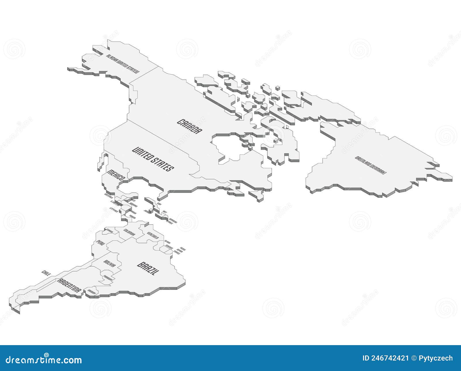 Political Map Of Americas In CMYK Colors On White Background. North And ...