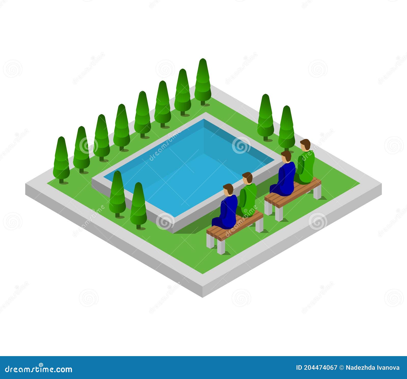 Isometric Pool on a White Background Vector Graphic Illustration. Stock ...