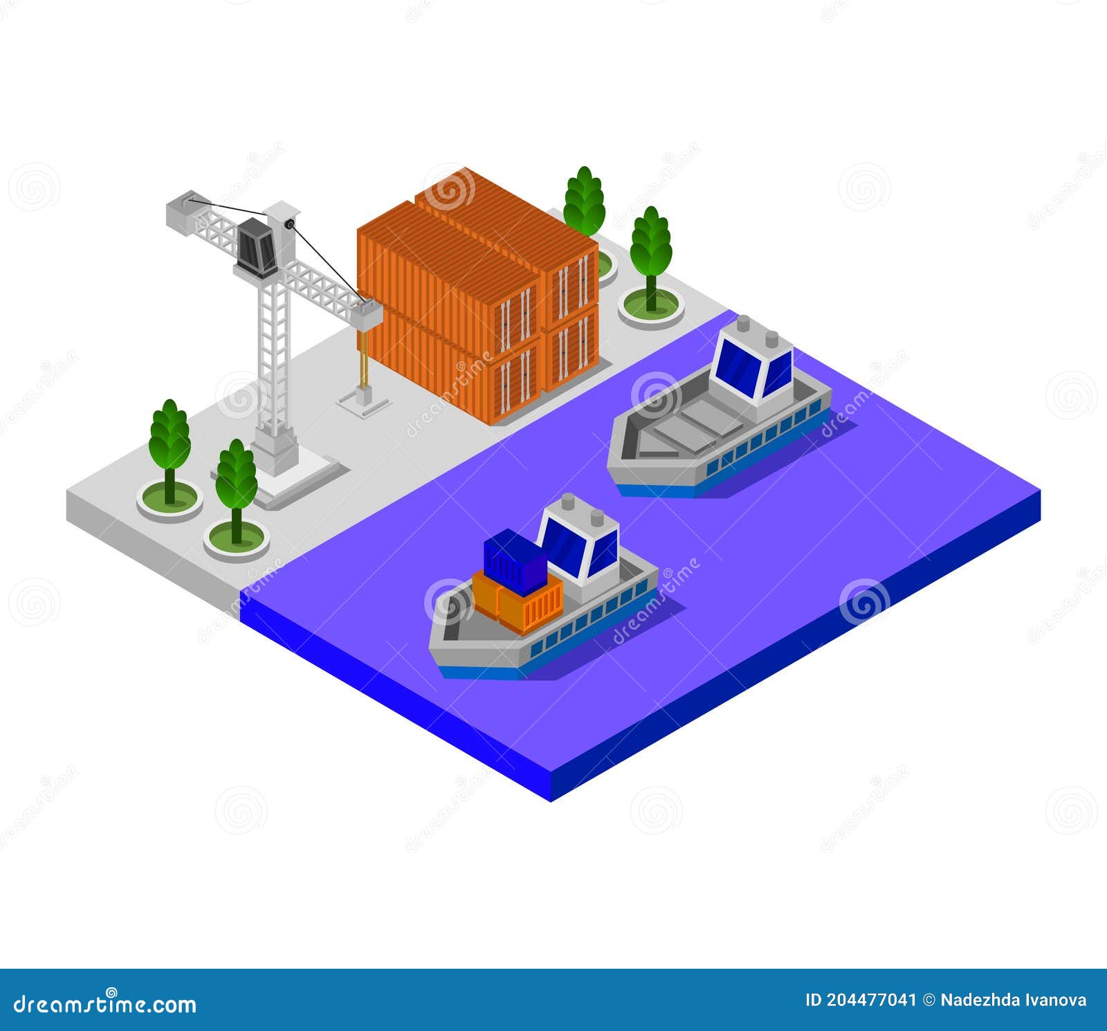 Isometric Port Vector Graphic Illustration. Stock Illustration ...