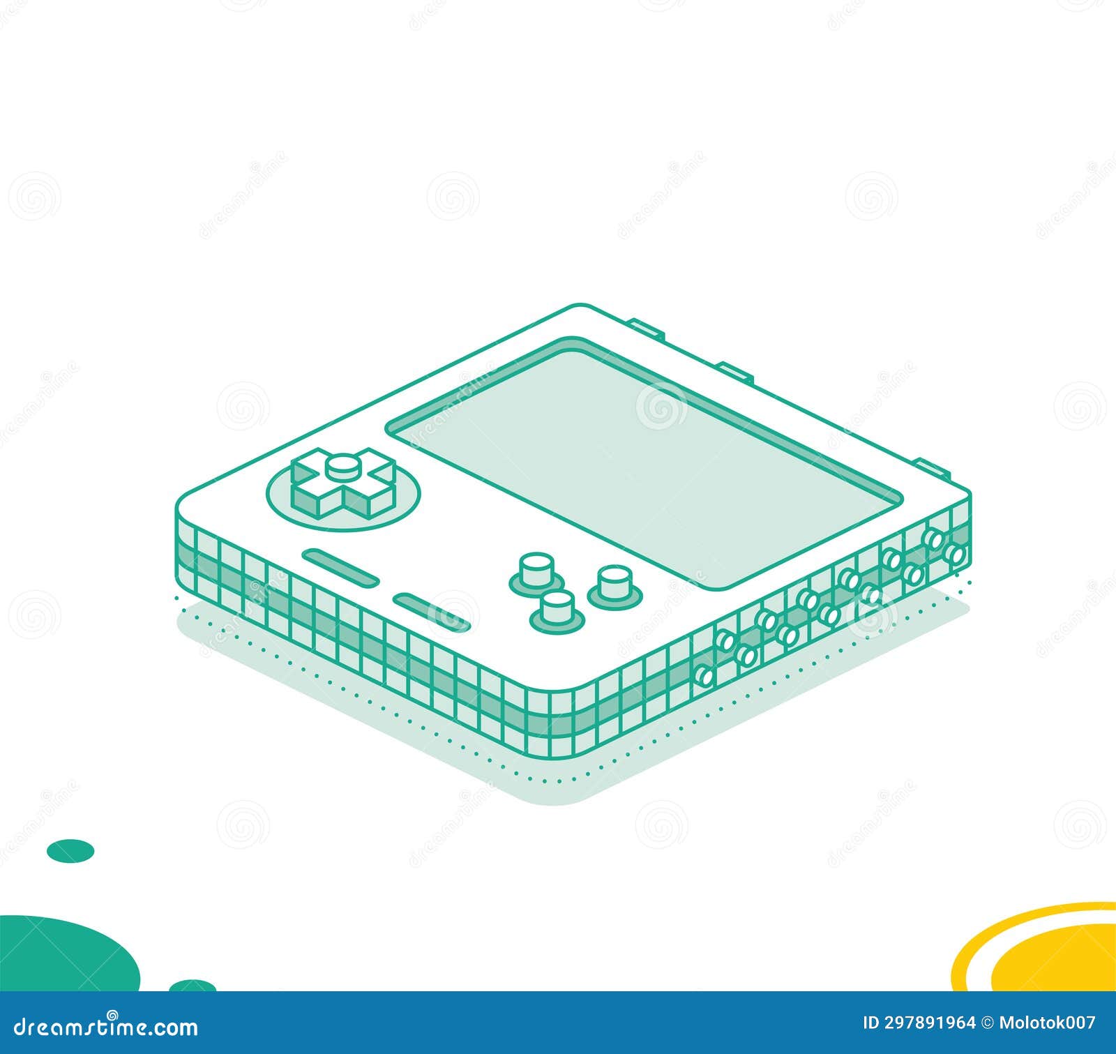 Isometric Portable Handheld Retro Gaming Console with Buttons. Outline ...