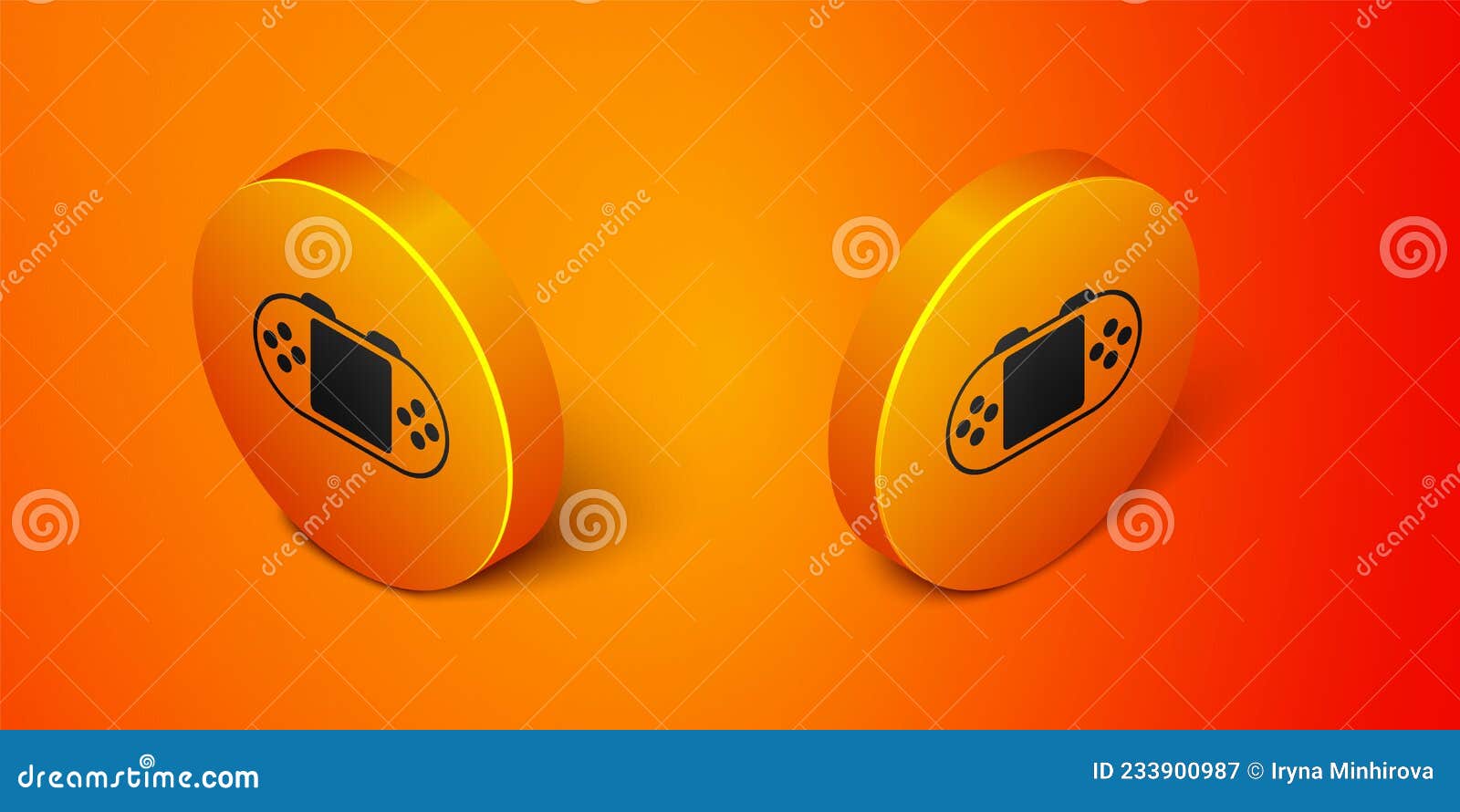 Isometric Portable Video Game Console Icon Isolated on Orange ...