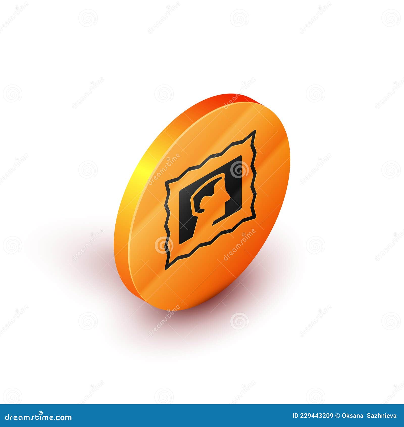 Isometric Postal Stamp Icon Isolated on White Background. Orange Circle ...