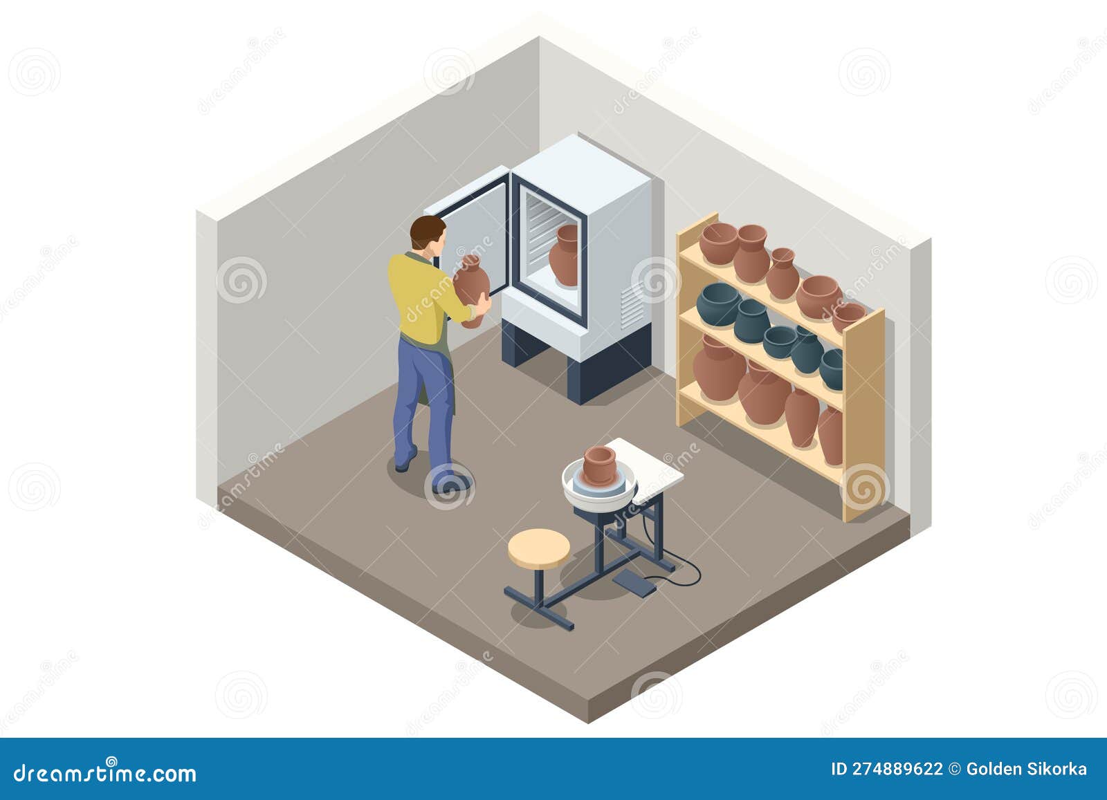 Isometric Pottery Workshop. Pottery is the Creation of Vessels and ...