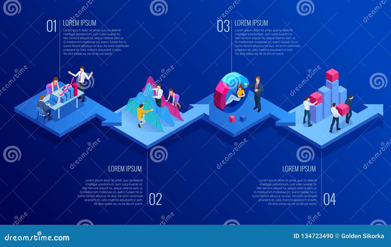 Isometric Presentation Business Infographics Template with 4 Options ...