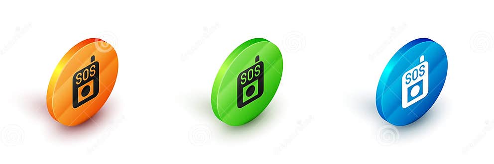 Isometric Press the SOS Button Icon Isolated on White Background ...