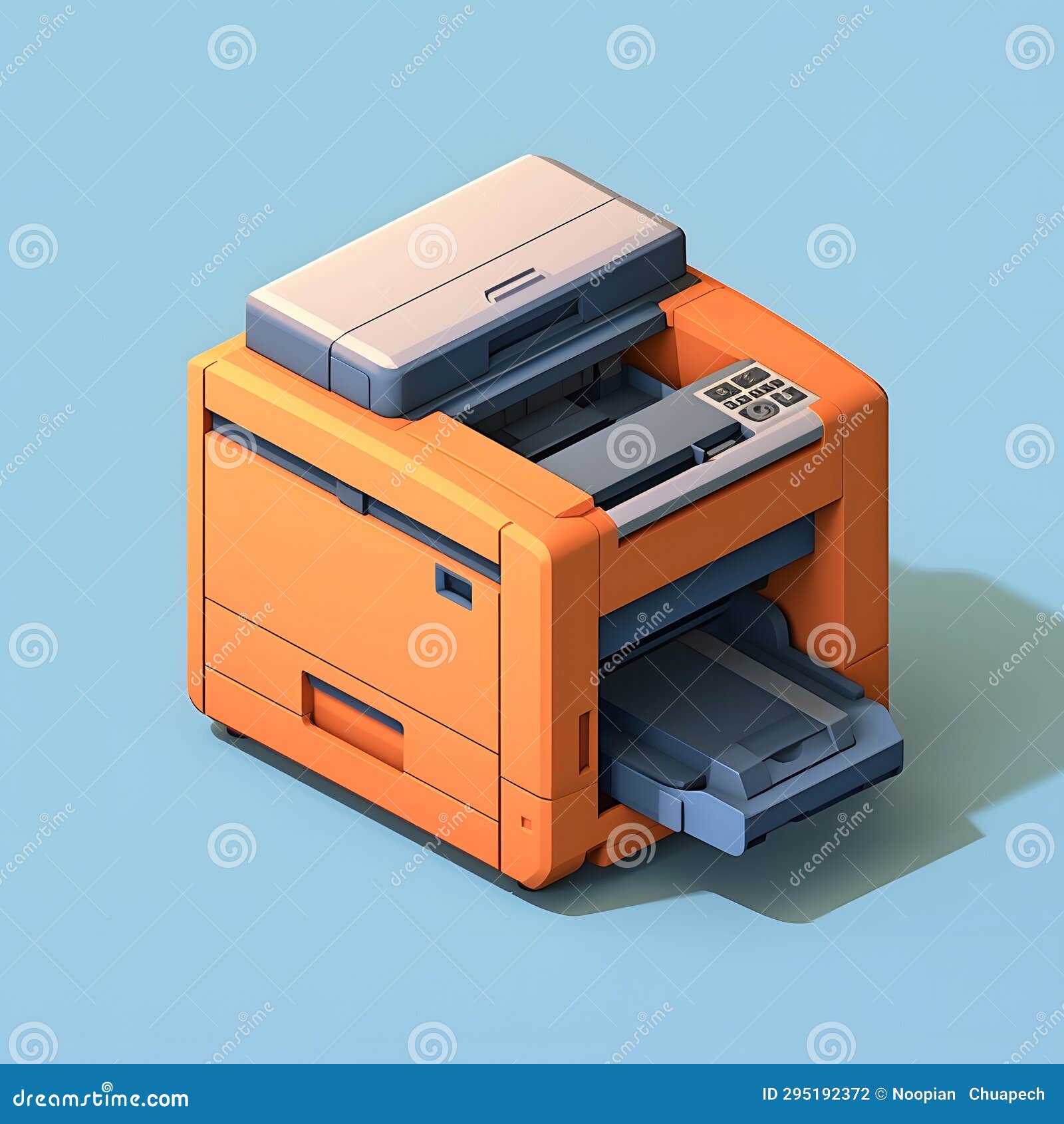Isometric Printer 3d Icon Semi-realistic on a Blue Background by ...